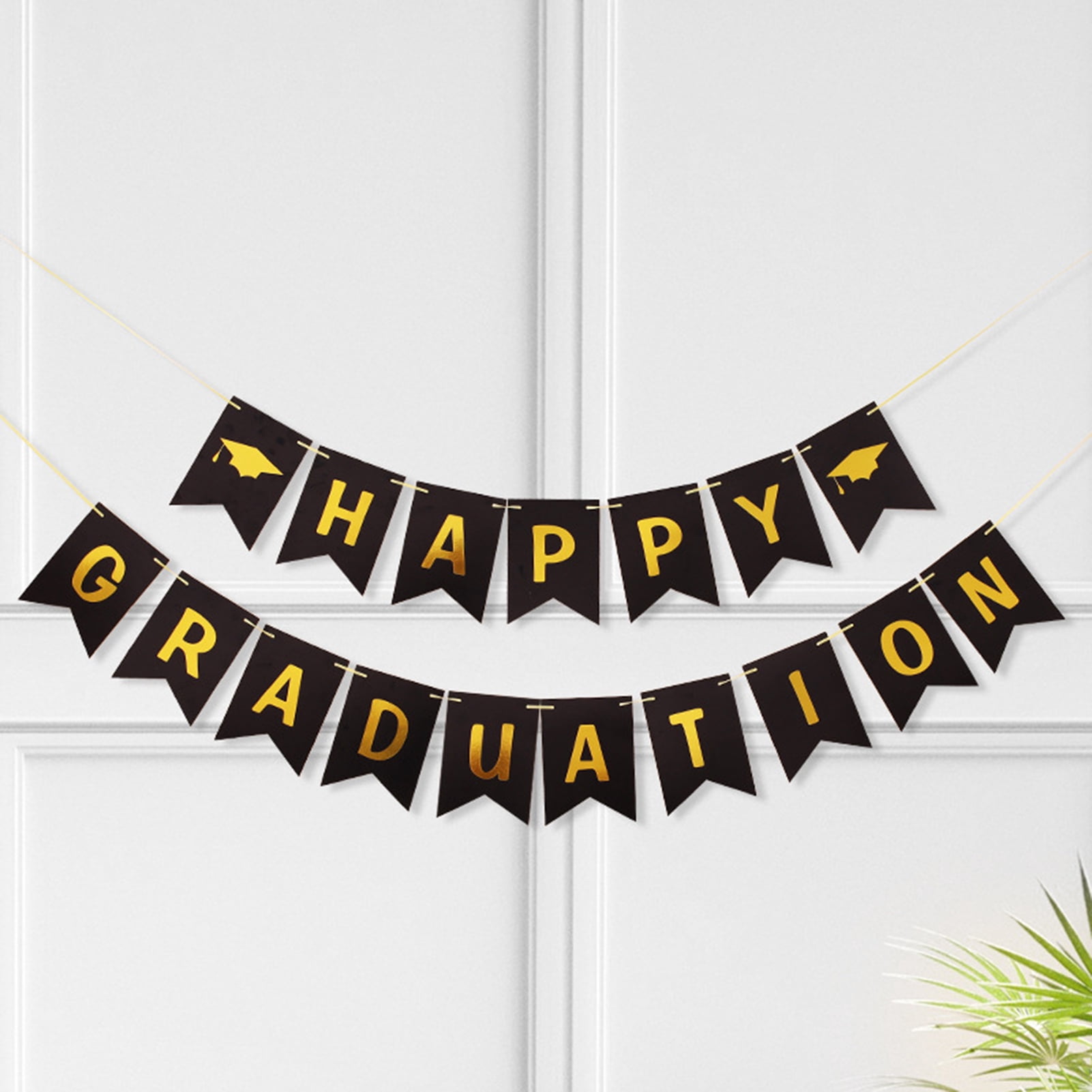 LINASHI 1 Set Graduation Banner Easy Assemble Gold-Printed Stylish ...