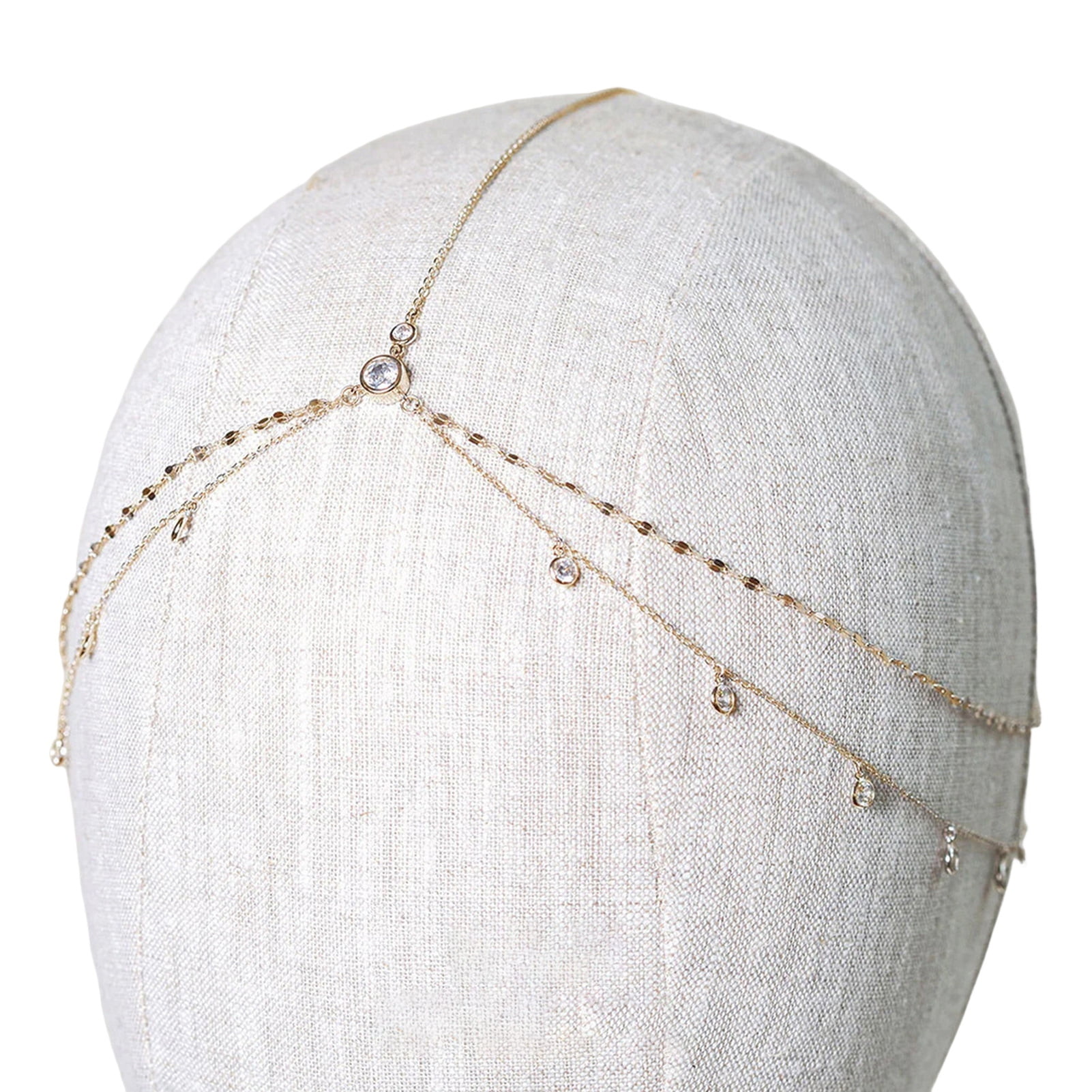 Linashi Elegant Hair Jewelry Boho Style Head Chain Rhinestones Pendant