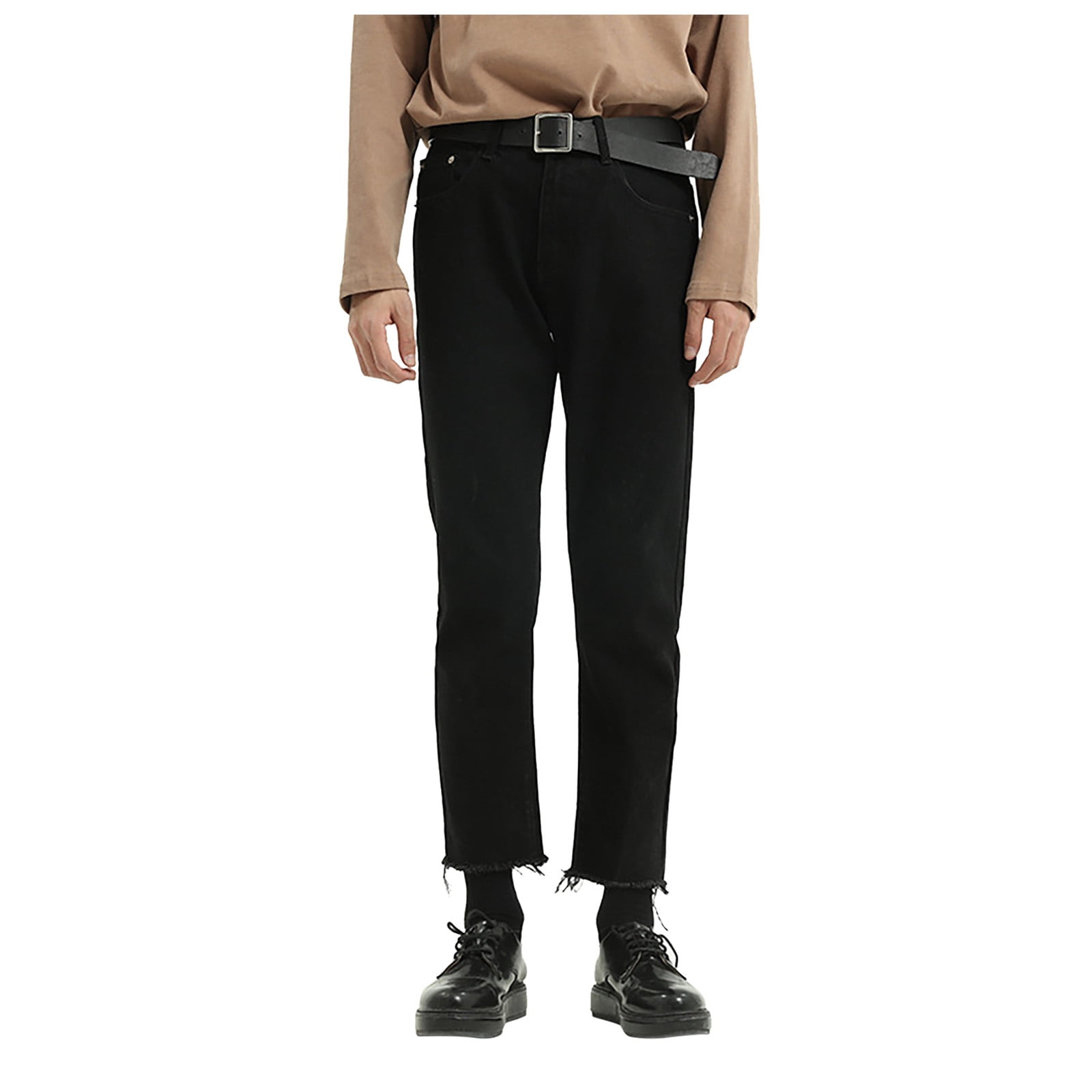 LINASHI Jeans for Men,Men's Relaxed Fit Jeans Straight Leg Stretch ...