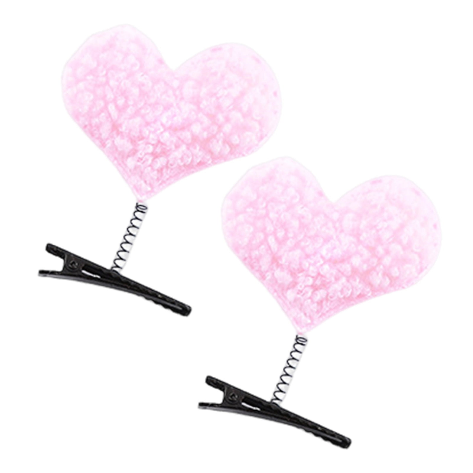 LINASHI Metal Spring Hairpin 2/5pcs Little Plush Heart Hairpin Spring ...