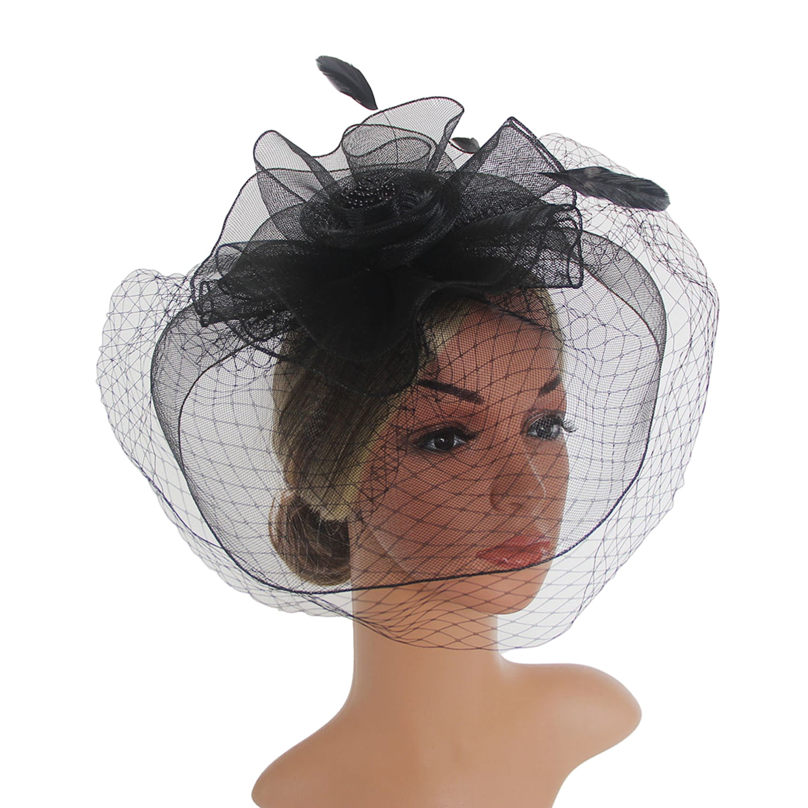 LINASHI Parties Mesh Top Hat Women's Party Fascinator Hat Vintage ...