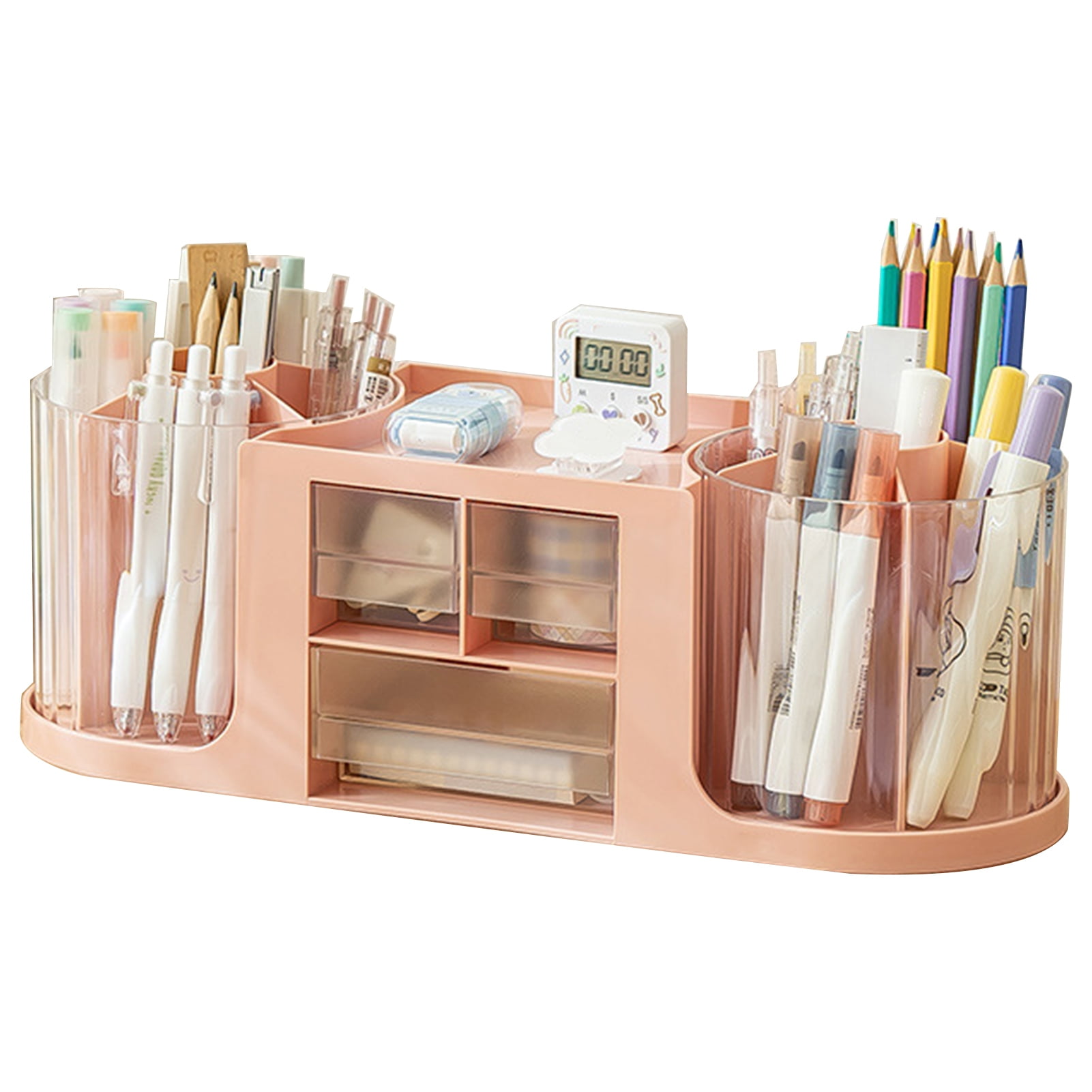 LINASHI Rotating Desk Organizer Transparent Rotatable Design Pen Holder ...