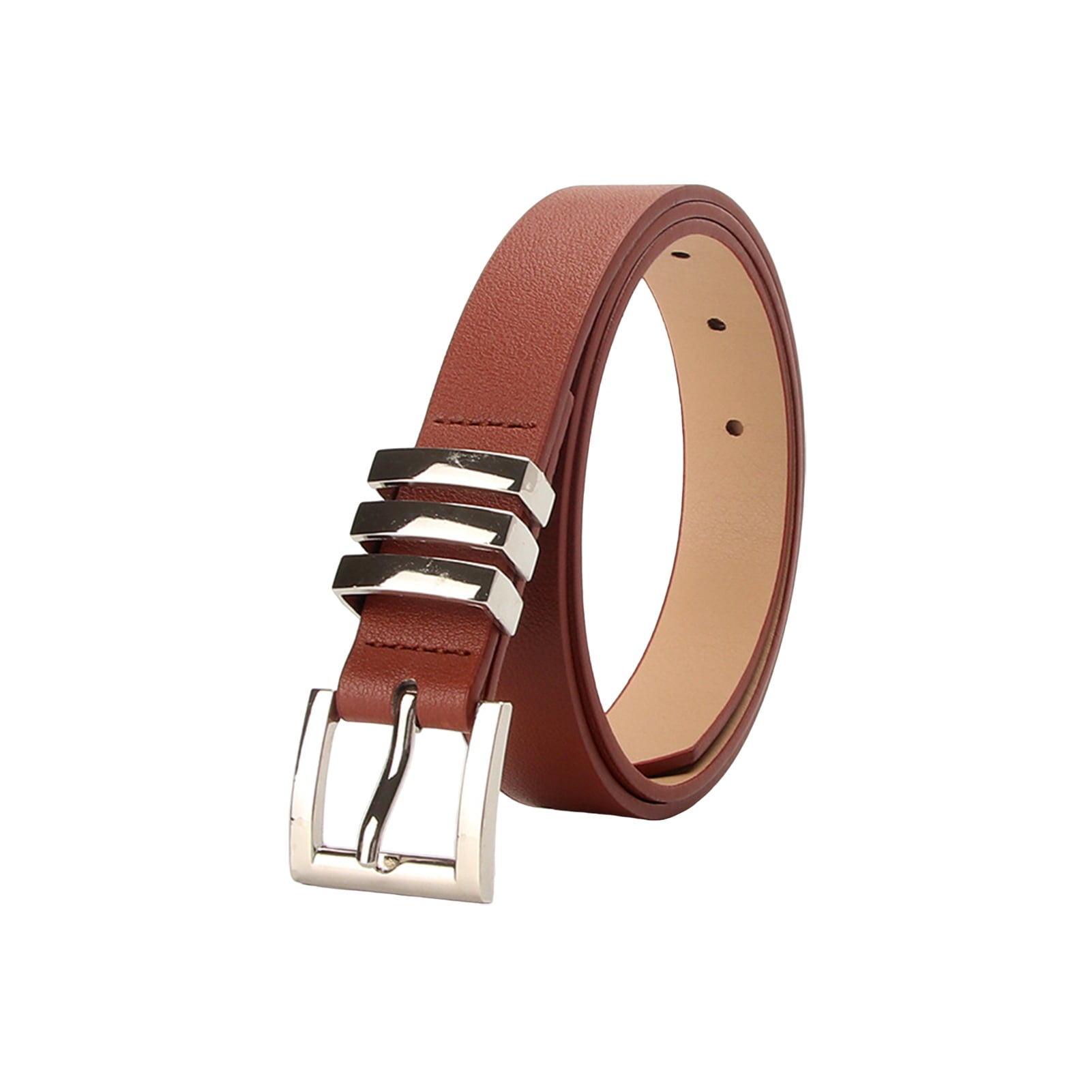 LINASHI Square Pinhole Belt Women Square Buckle Belt Solid Color Faux ...