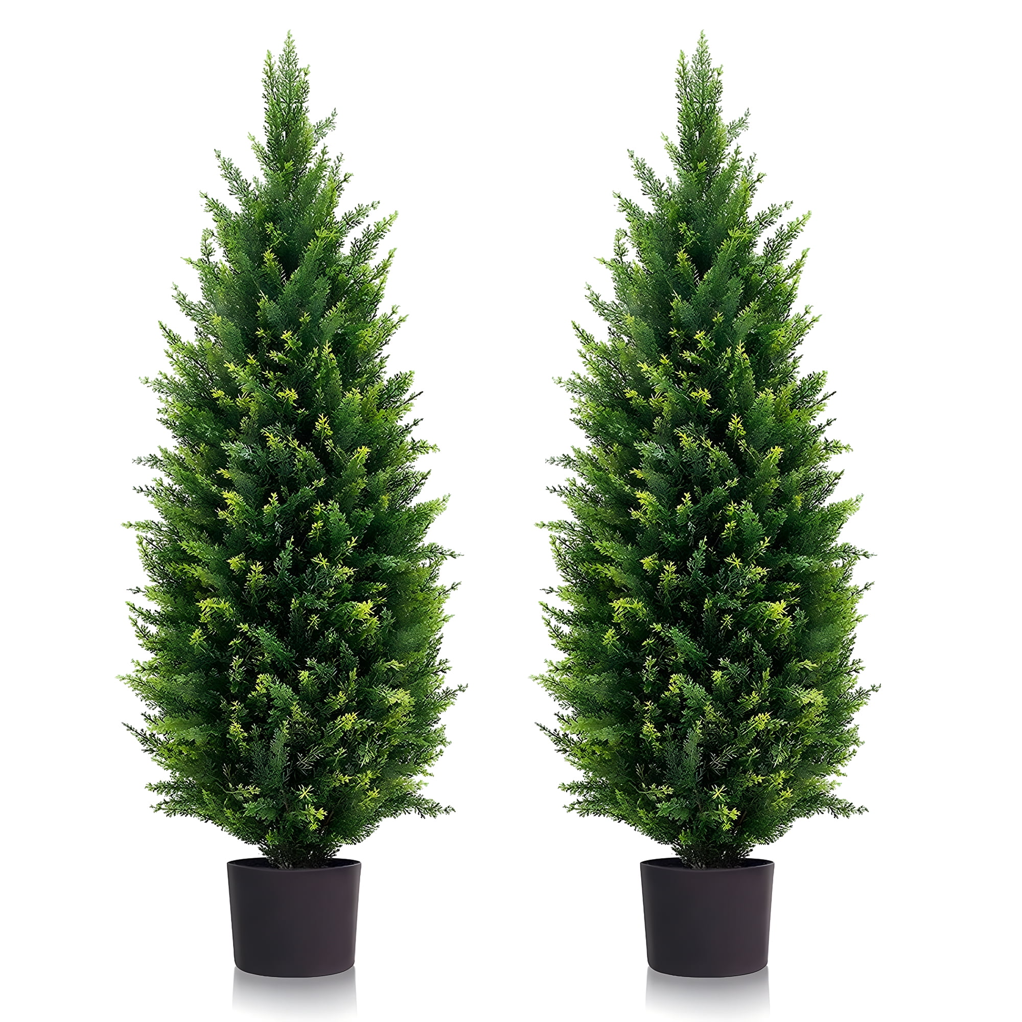 Linbonio Artificial Cedar Trees, UV-Protected 3 Ft Faux Topiary, 2-Pack ...