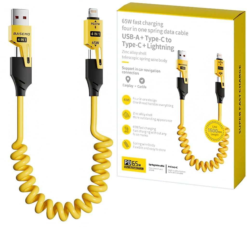 LINCNOVA 4-in-1 Charging Cable Spring Wire Supercharging Cable ...