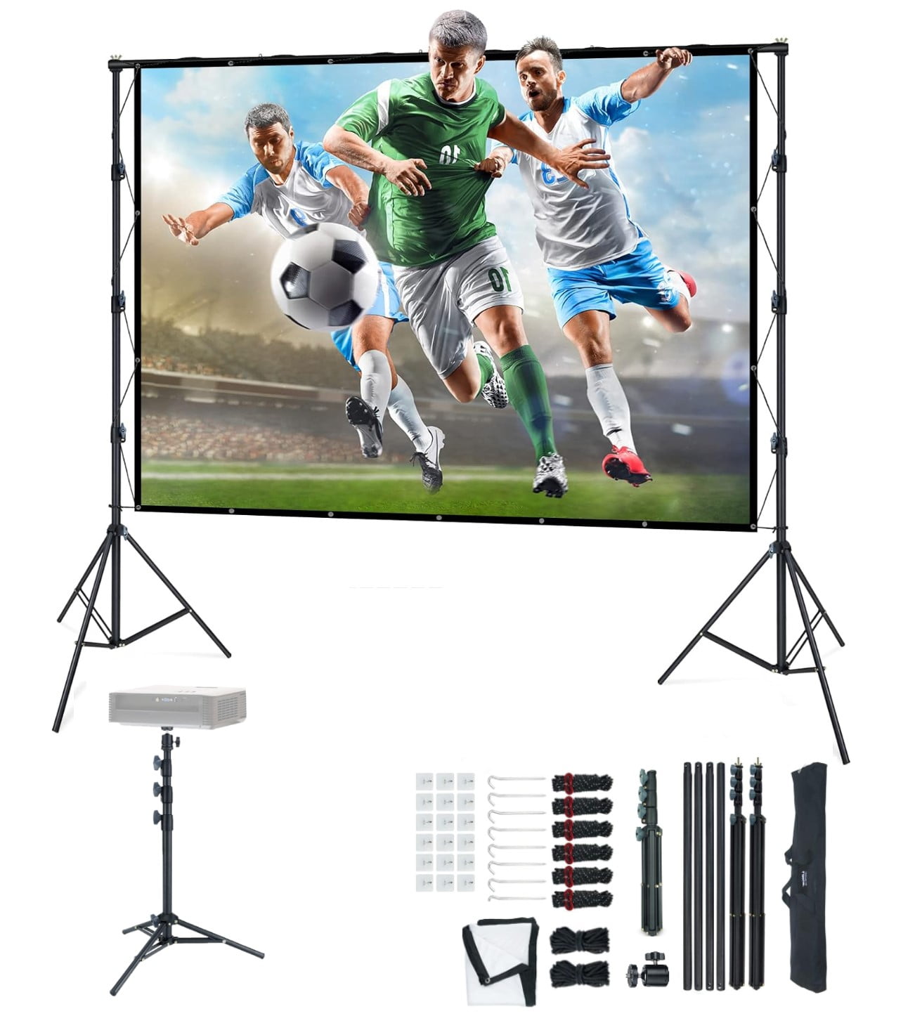LINCO 120in Projector Screen Stand with Project Stand for 4K HD 16: 9 ...