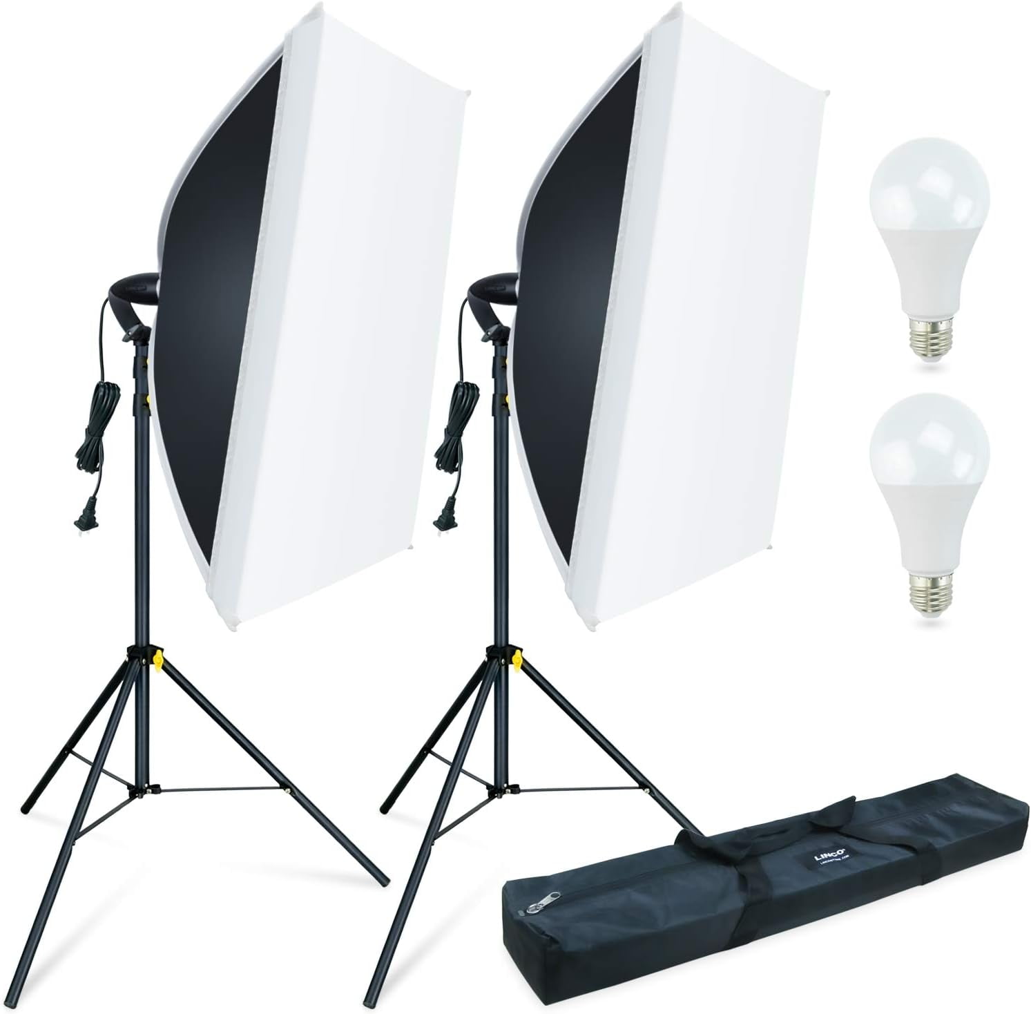 LINCO 2Pack Photography Studio Softbox 20"x27" LED Lighting Kit Photo ...