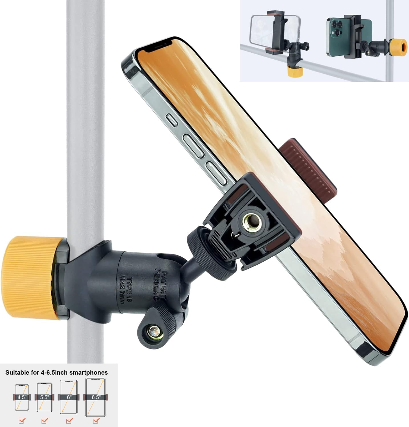 LINCO 360° Rotatable Microphone Stand Phone Holder Mic Stand Clamp-On ...