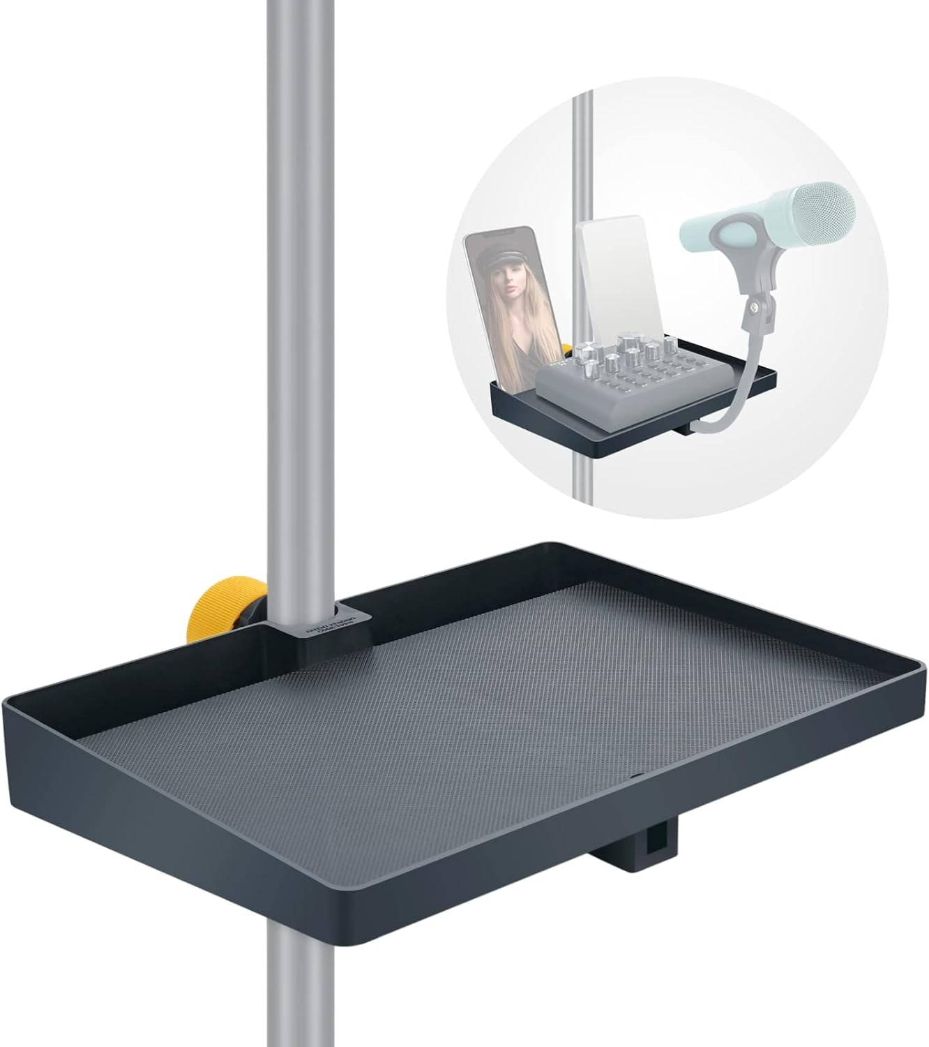 LINCO Adjustable Microphone Stand Tray with Two Phone Holders ...