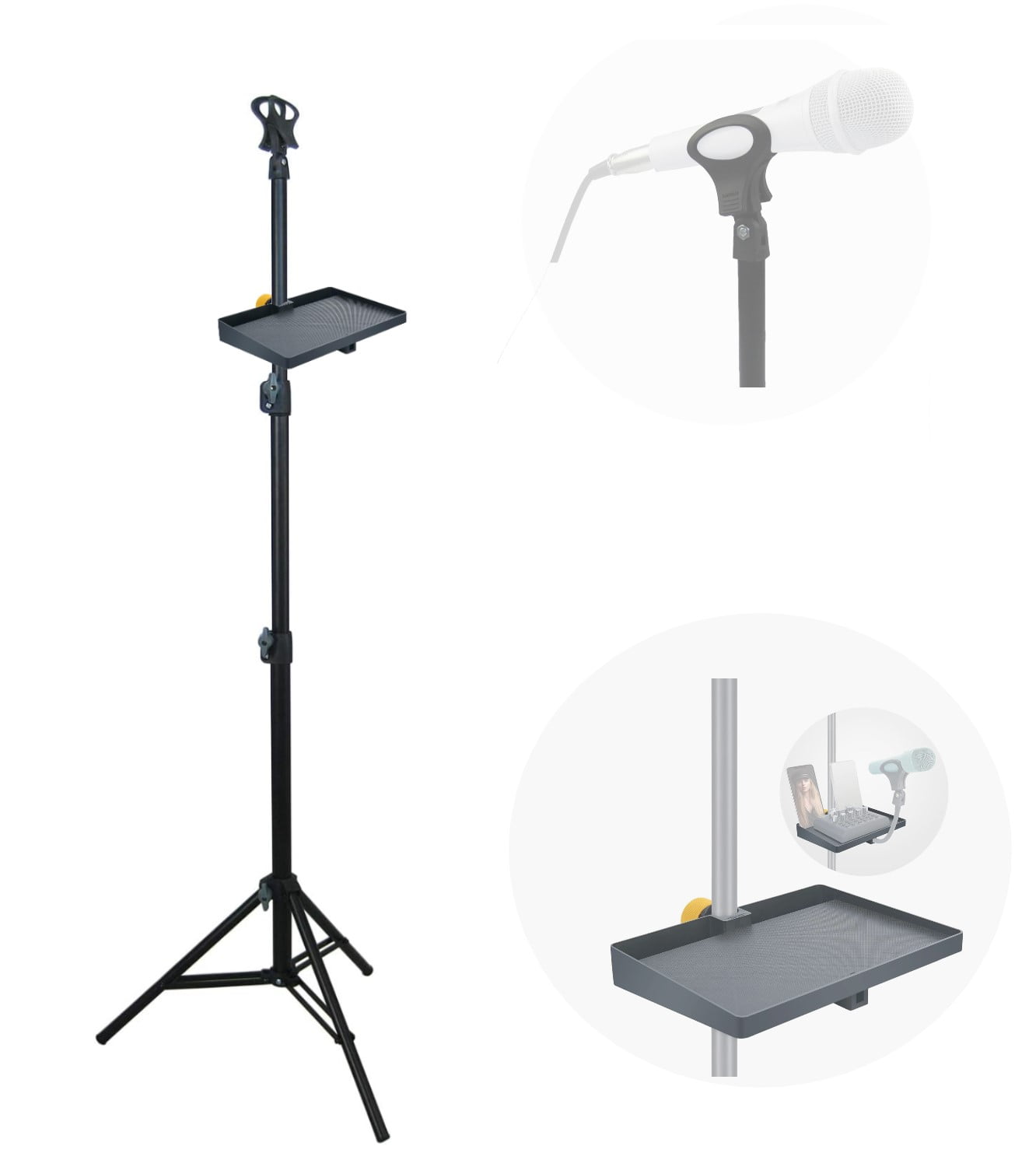 LINCO Adjustable Microphone Stand with Carrying Bag Mic Tray, Universal ...