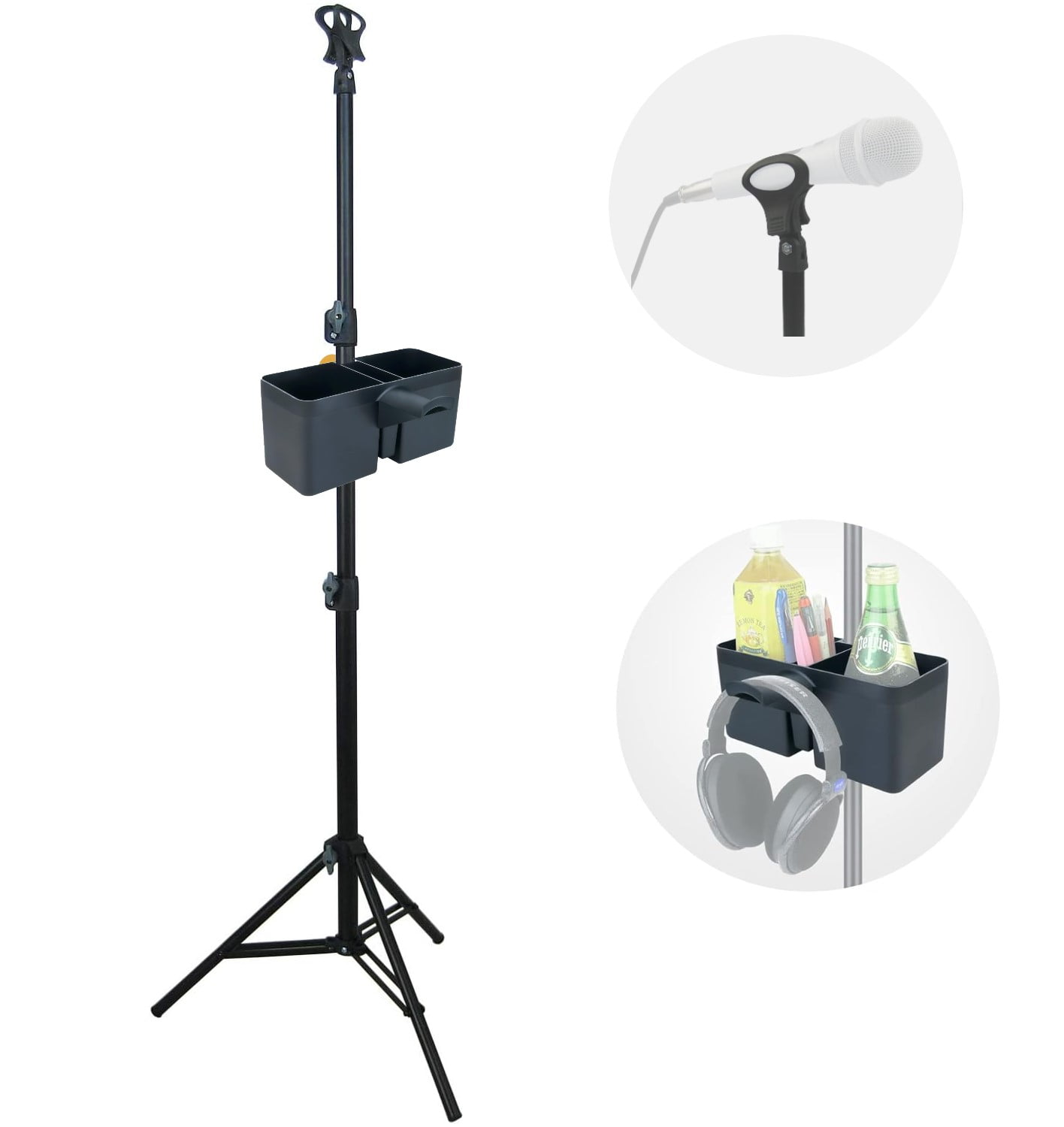 LINCO Adjustable Microphone Stand with Mic Tray Bottle Holder/Carrying ...