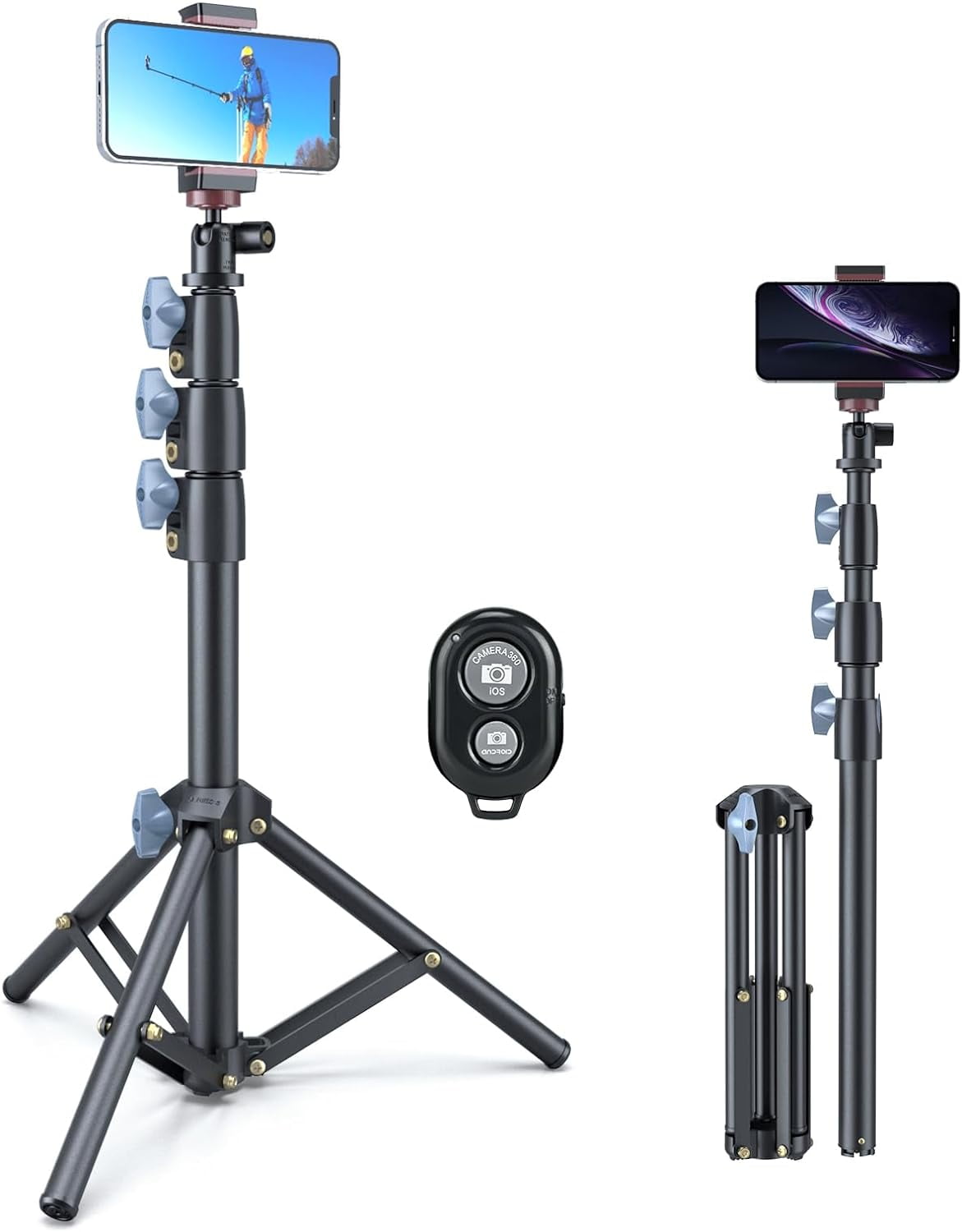 LINCO Adjustable Selfie Stick Tripod 52”, Rotatable Heavy Duty Selfie ...