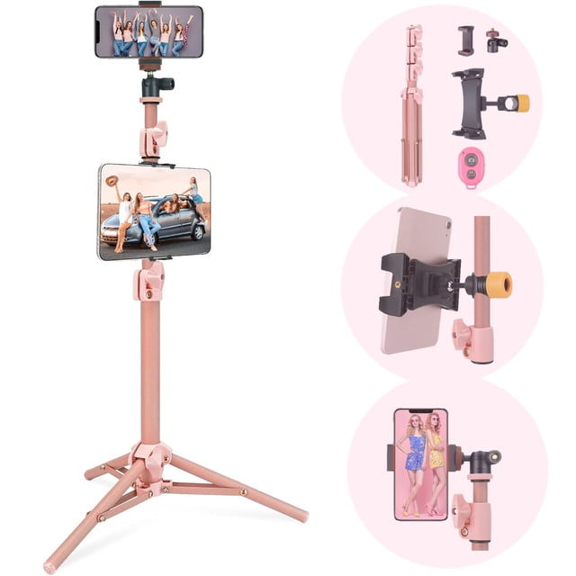 LINCO Adjustable iPhone iPad Selfie Stick Tripod 52” Bluetooth Remote ...