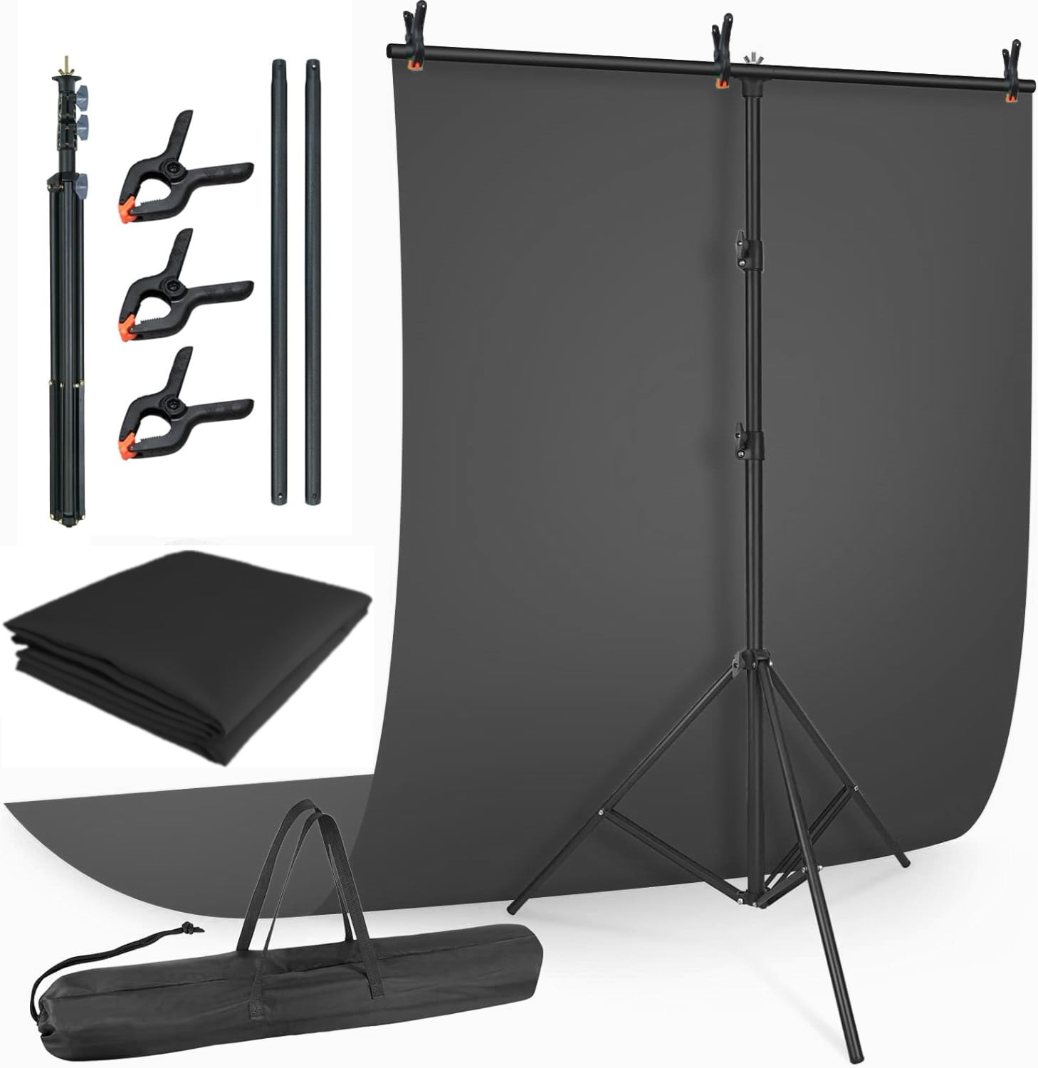 LINCO T-Shape Backdrop Stand 5x7 Background Support with Black Screen ...