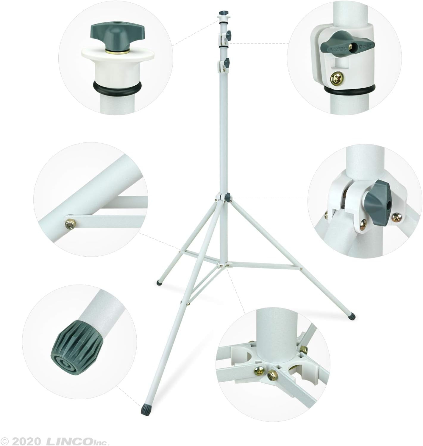 LINCO White 9ft Light Stand Steel Heavy Duty Tripod Stand for Work ...