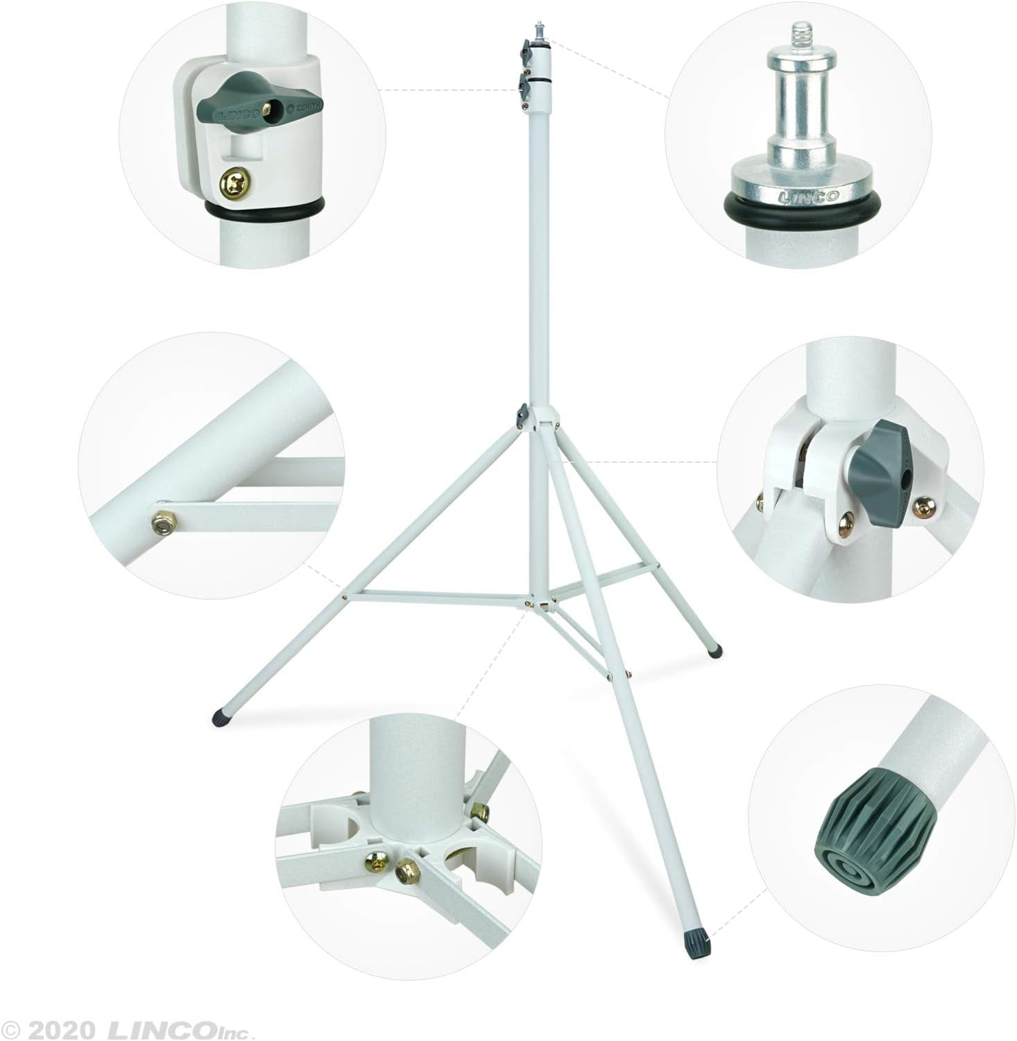 LINCO White Photography Light Stand 9ft Steel Tripod Stand with 1/4 ...