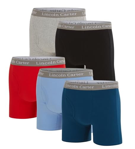LINCOLN CARTER Men's Cotton Stretch Boxer Briefs, Pack of 5, Anti ...