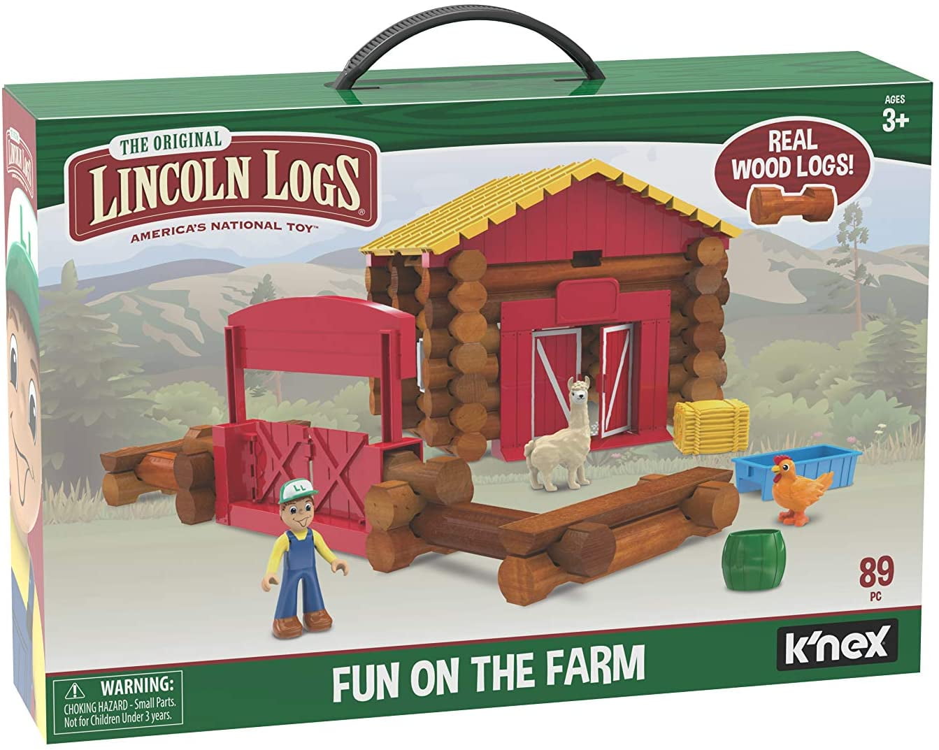 LINCOLN LOGS Fun On The Farm - 102 Parts - Real Wood Logs - Ages 3 ...