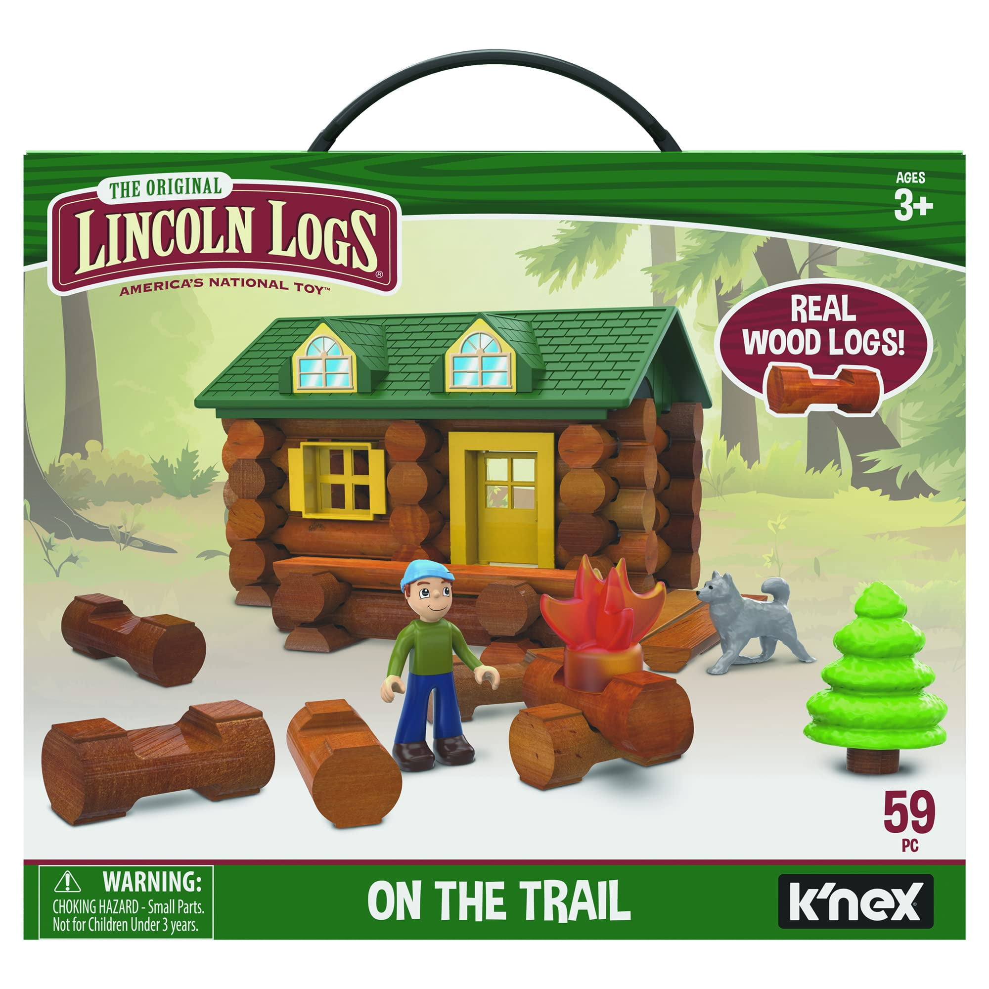 LINCOLN LOGS-On The Trail MMF7 Building Set-59 Pieces-Real Wood 3 ...