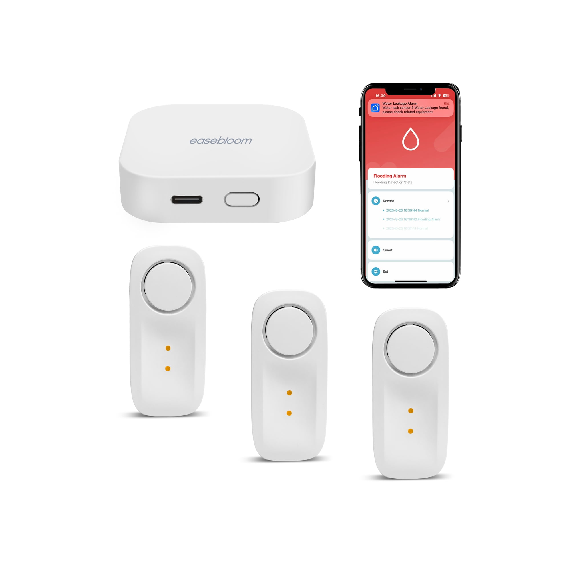 LINCUKOO Water Leak detectors for Home 3 Packs,2000ft/600m Ultra-Long ...