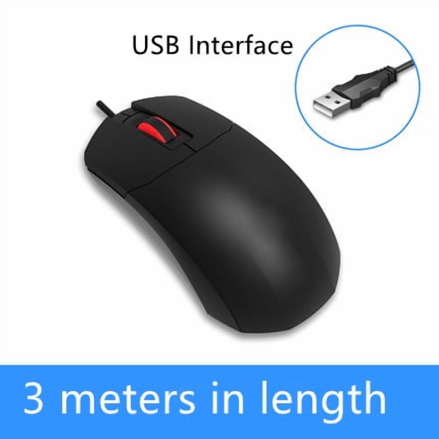 LINDO ZONE Computer Desktop Wired USB PS/2 Ultra-Long Mouse 2M/3M Line ...