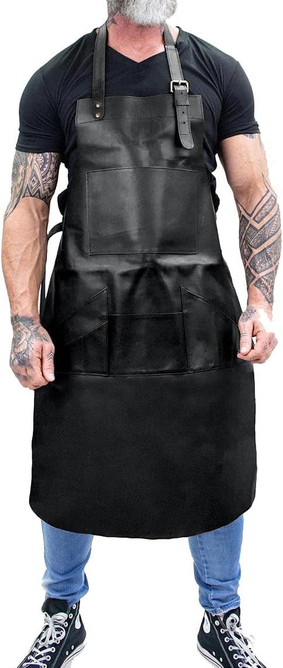 LINDSEY STREET Leather Apron with Pockets Leather Butchers Apron Bib Barista Baker Bartender BBQ ...