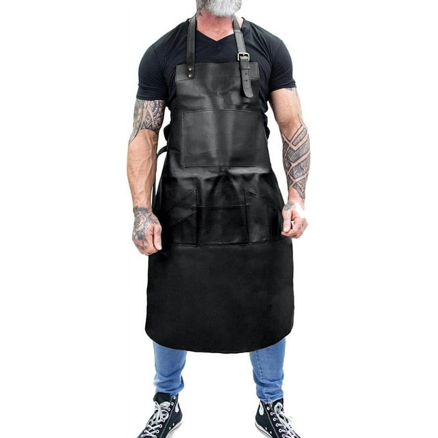 LINDSEY STREET Leather Apron with Pockets Leather Butchers Apron Bib ...