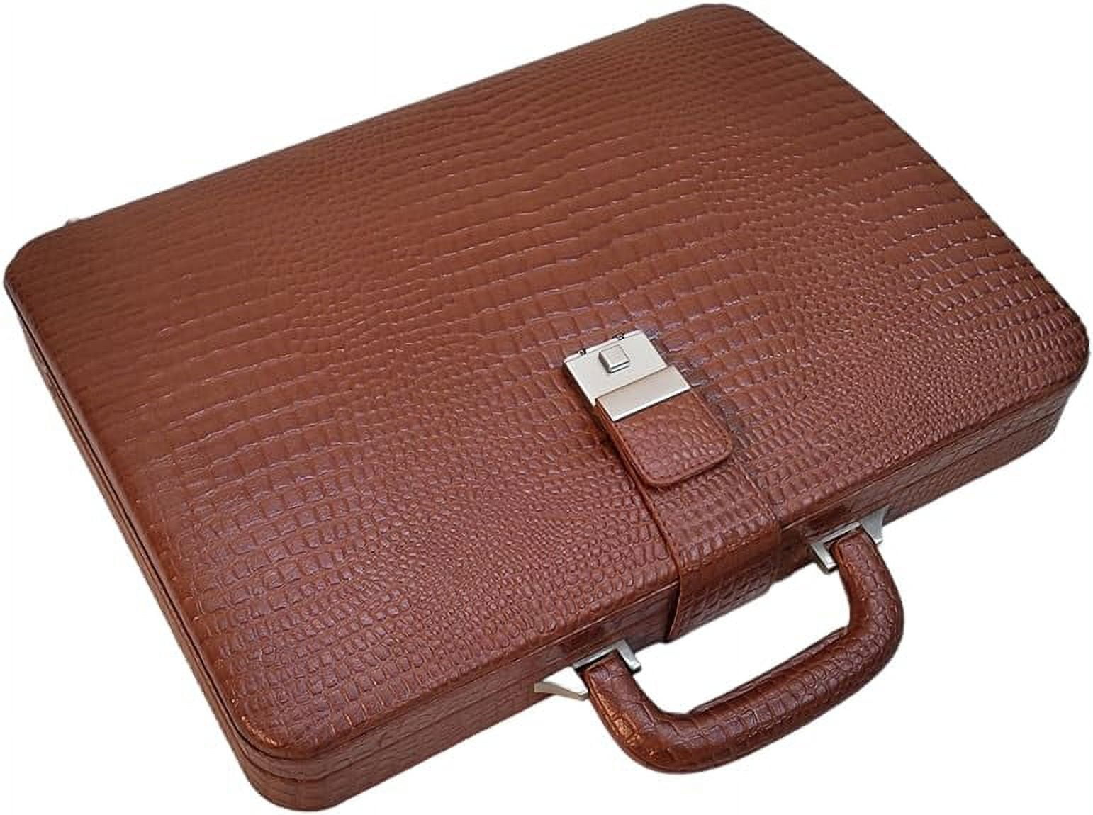 LINDSEY STREET Premium Look Genuine Leather Attache Briefcase for Mens ...