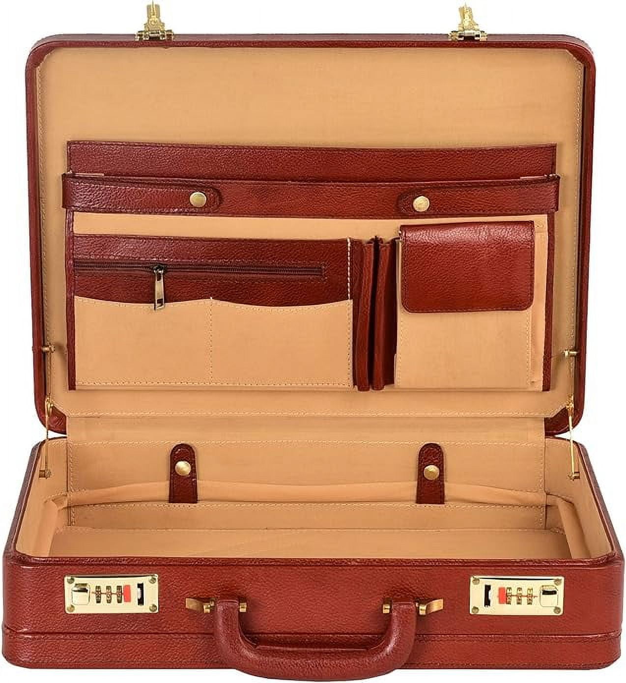 LINDSEY STREET Top Grain Leather Attache Briefcase Business Handbag ...