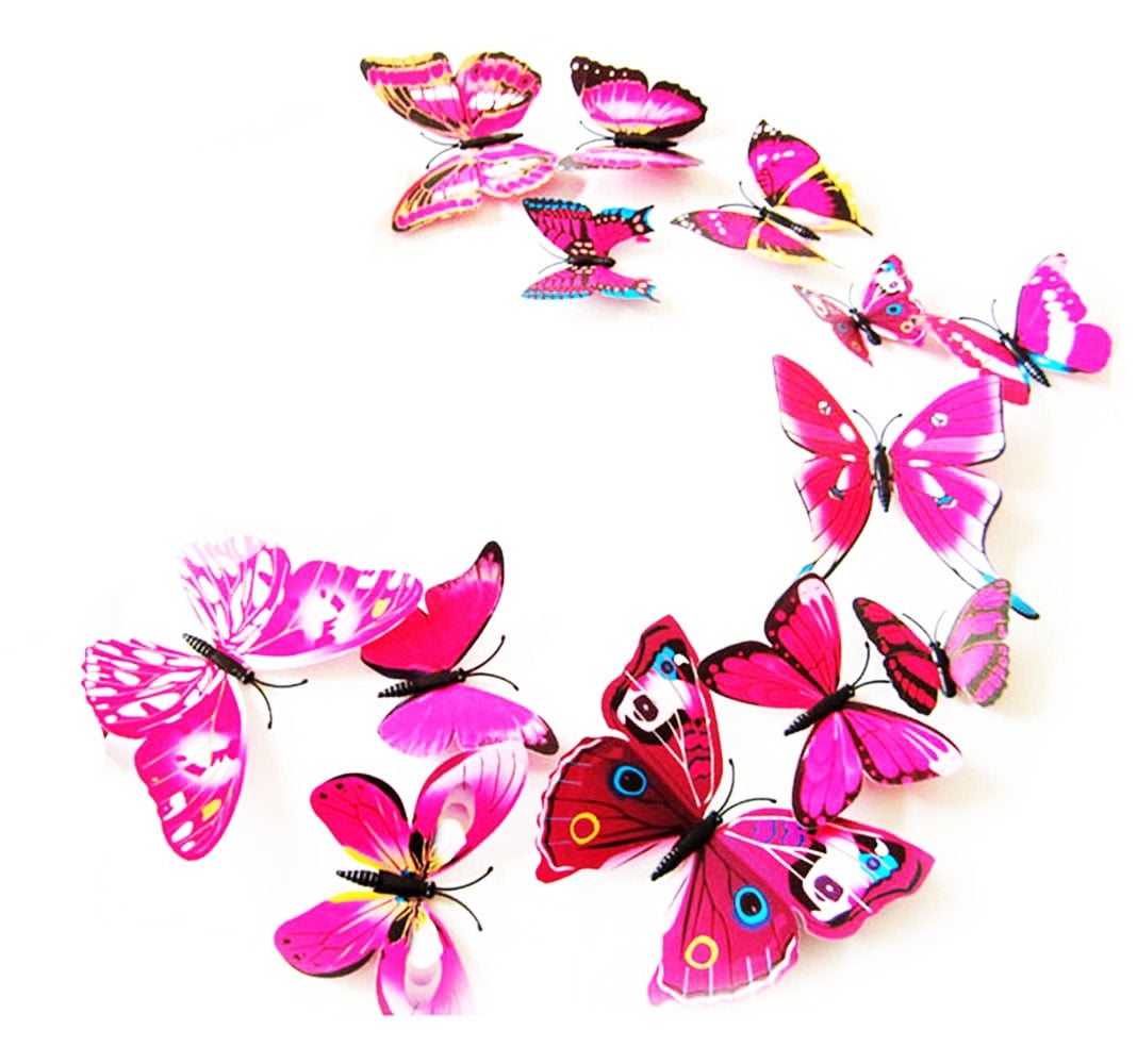 LINEL Butterfly Magnetic Wall Decals Removable 3D Butterflies Pink Wall Stickers - Walmart.com