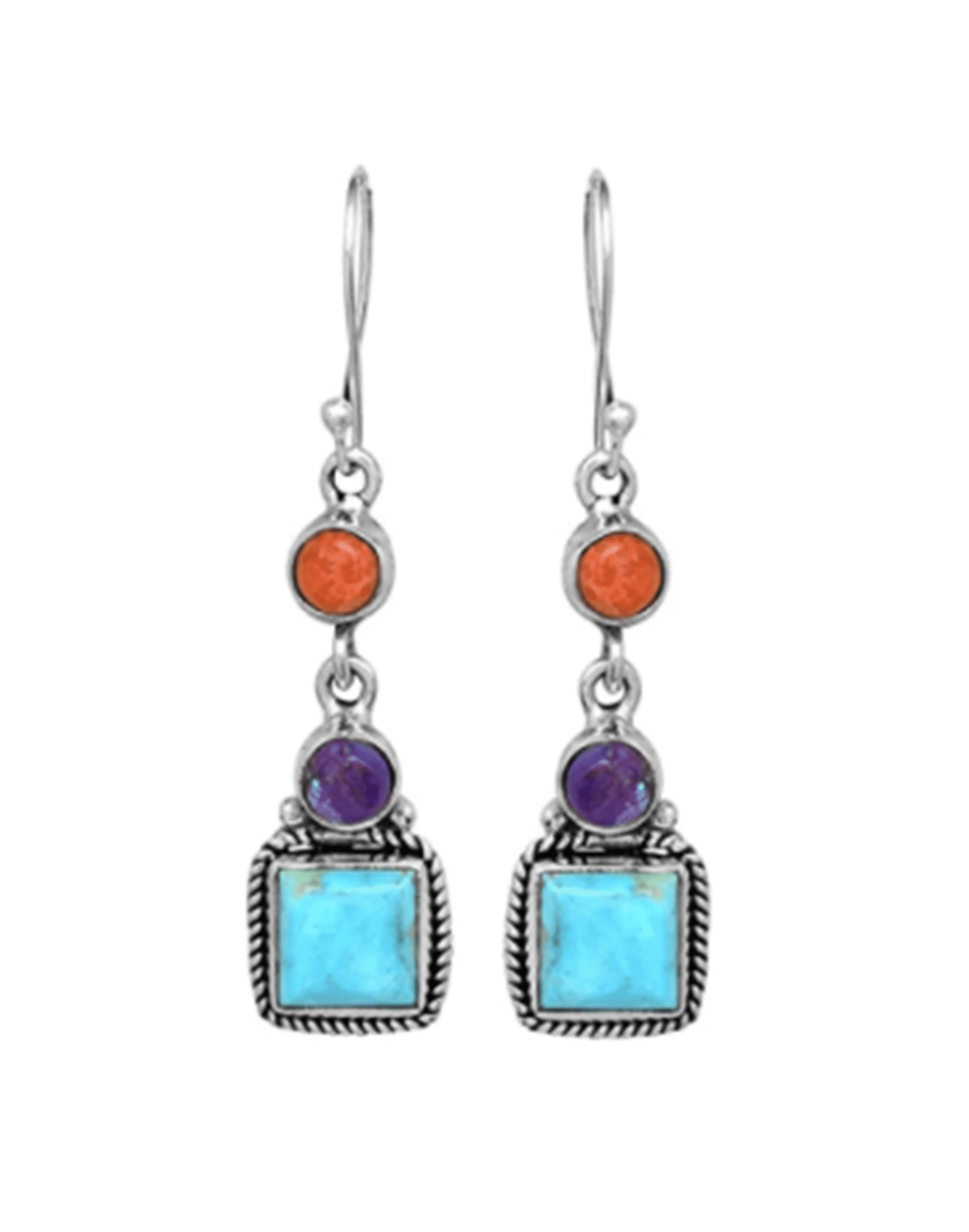 LINEL Multi Colored Silver Natural Stone Dangle Earrings - Walmart.com