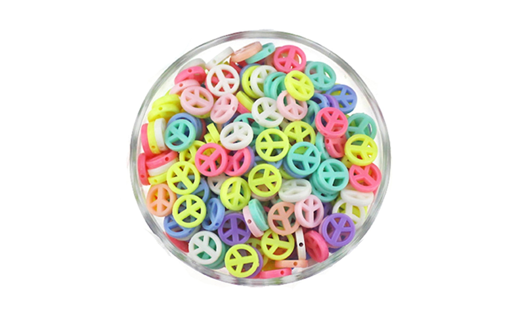 LINEL Pastel Multicolored Peace Sign Acrylic Beads, Set of 100 ...