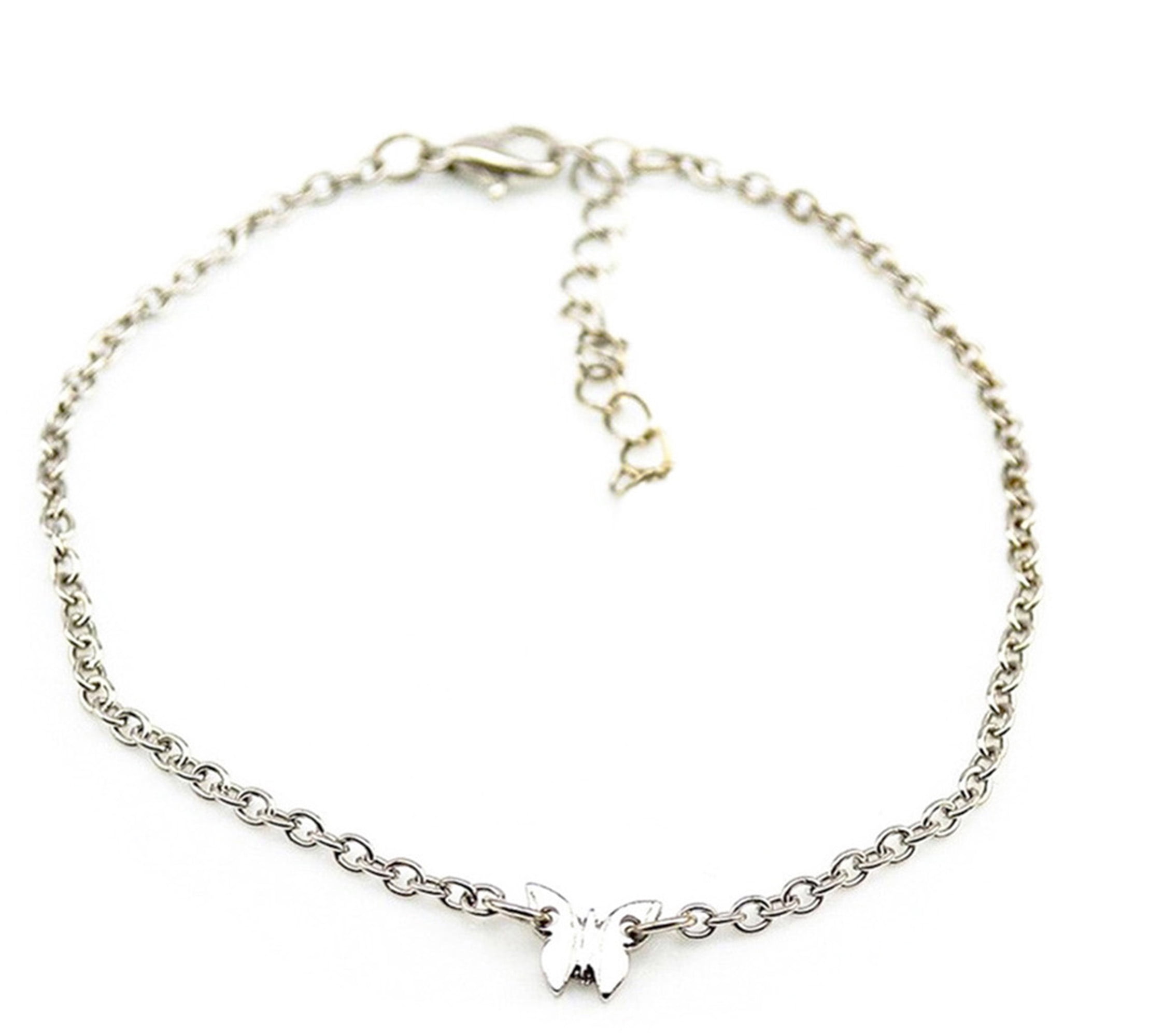LINEL Silver Butterfly Silver Chain Ankle Bracelet - Walmart.com