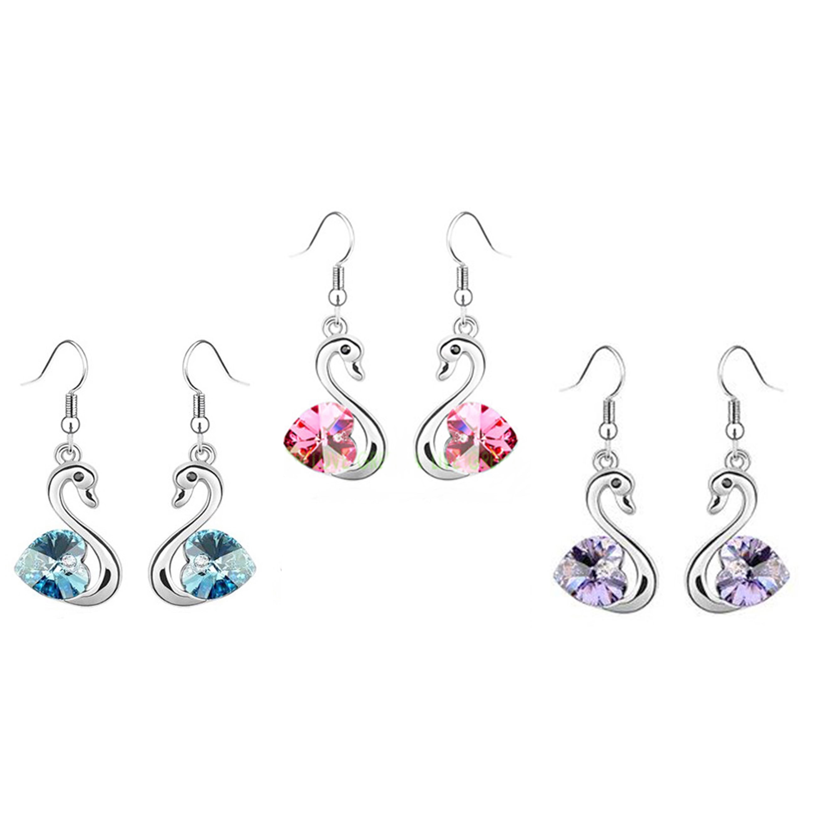 LINEL Silver Crystal Novelty Swan Dangle Earrings Set of 3 - Walmart.com