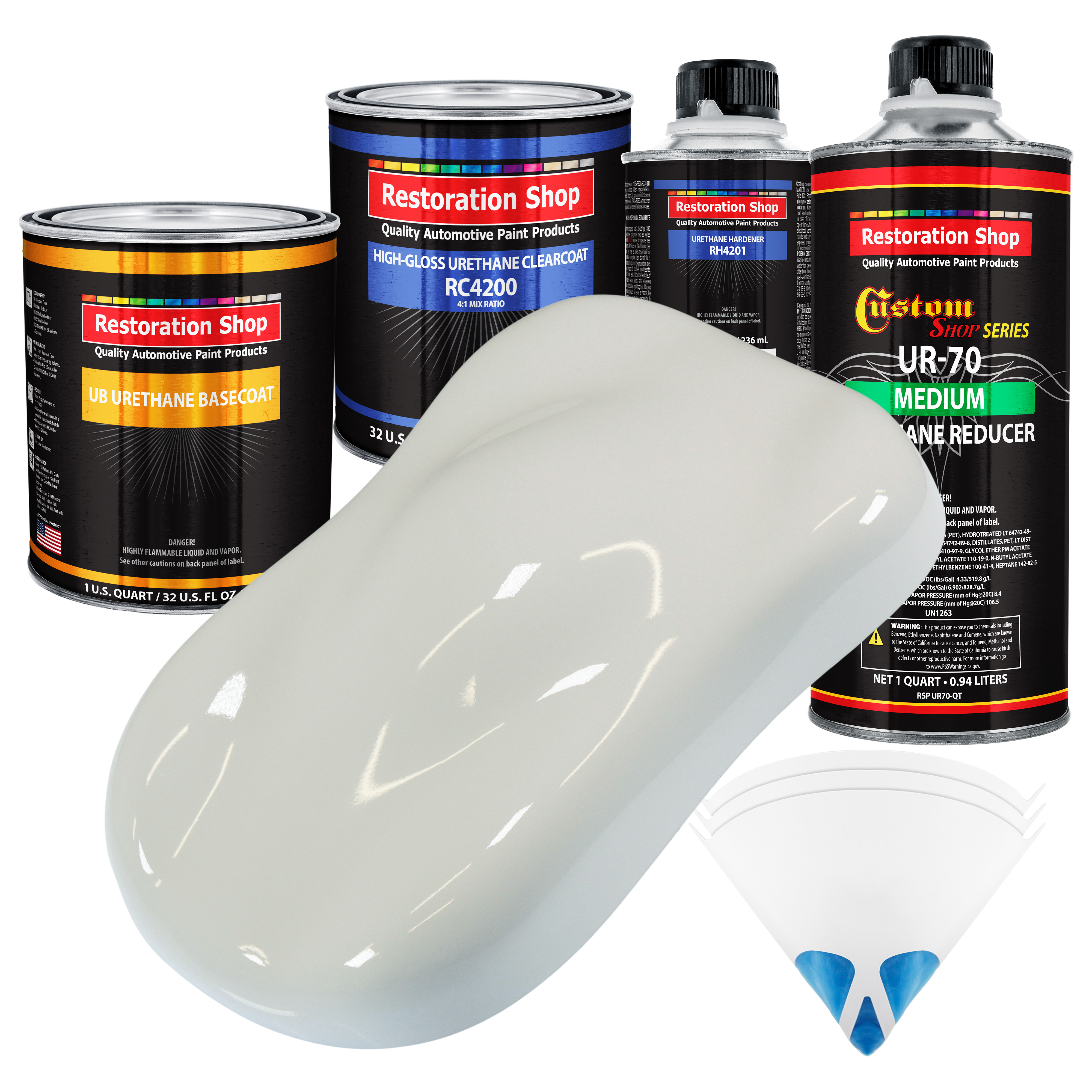 LINEN WHITE Quart URETHANE BASECOAT CLEARCOAT Car Auto Body Paint Kit ...