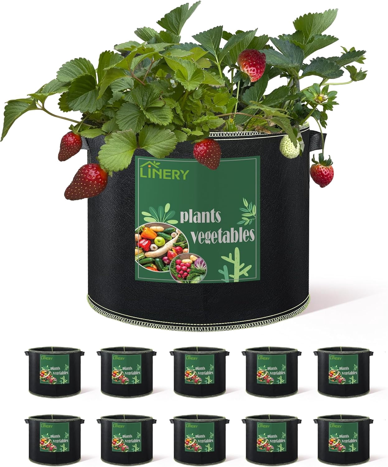 LINERY Planting Bag Black Heavy Duty Thickened Large Capacity Upgrade ...