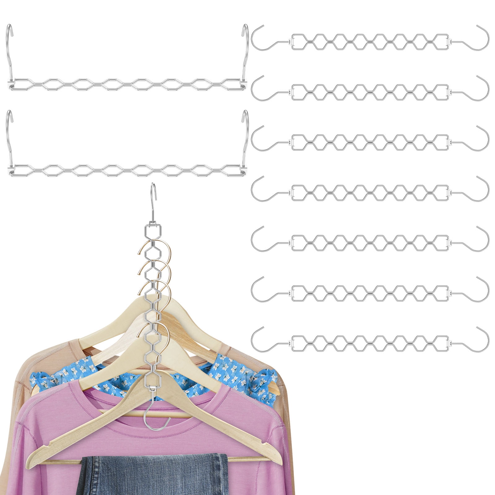 LINFANG 10 Pack Space Saving Hangers Magic Collapsible Shirt Suit ...