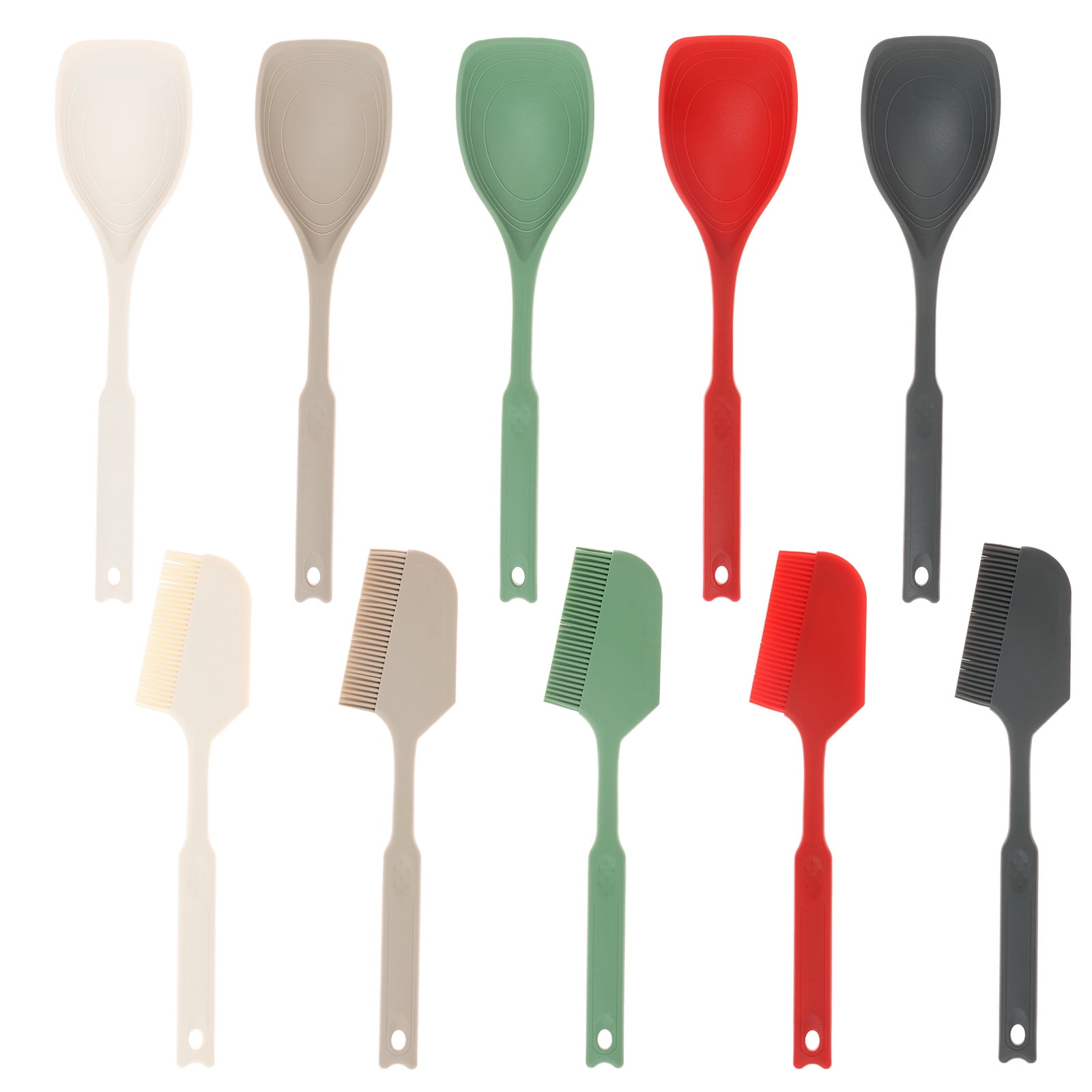 LINFANG 10 Pcs Silicone Cooking Spoon and Brush Scraper Set Heat ...