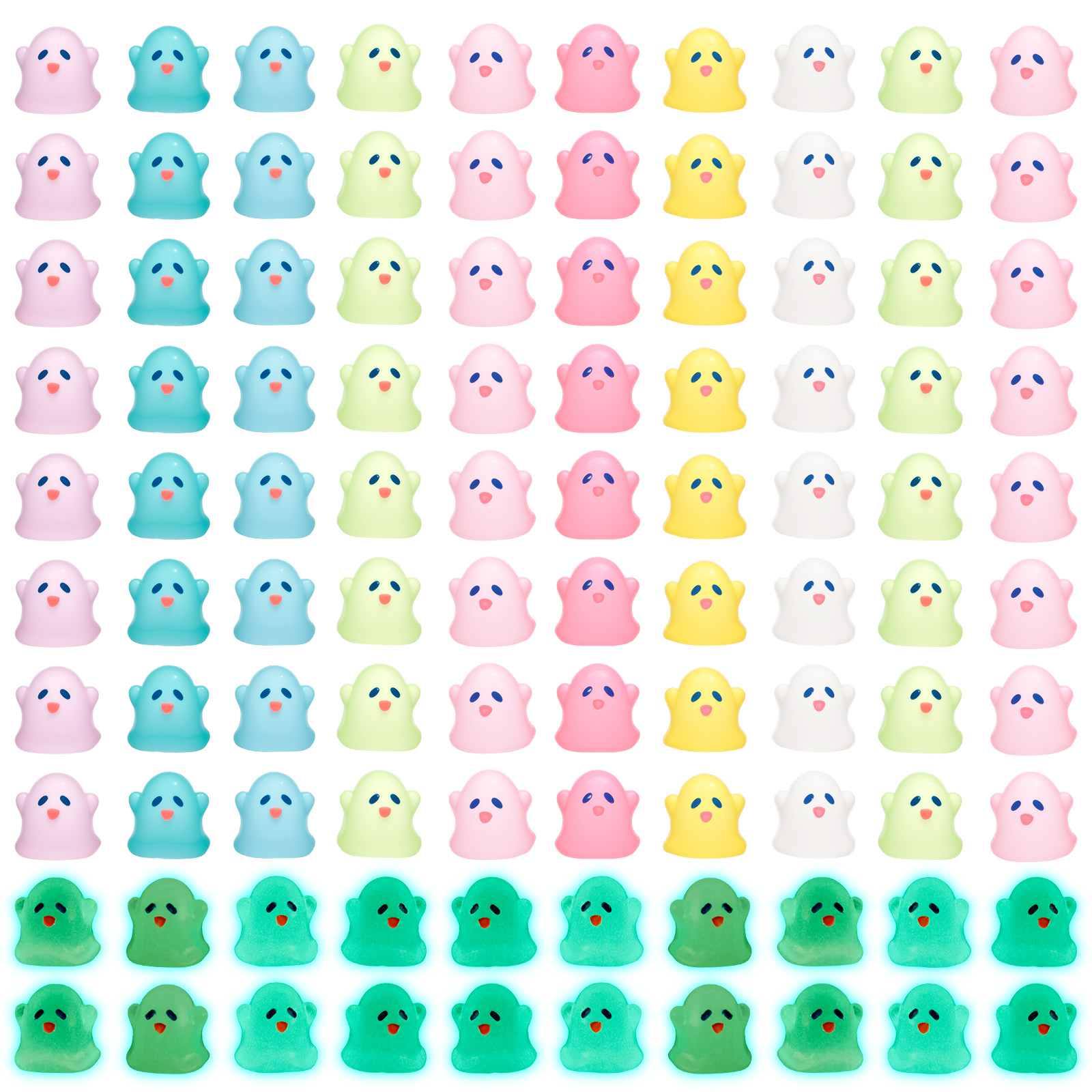 LINFANG 100 Pcs Halloween Mini Resin Ghost Figurine Glow in The Dark ...