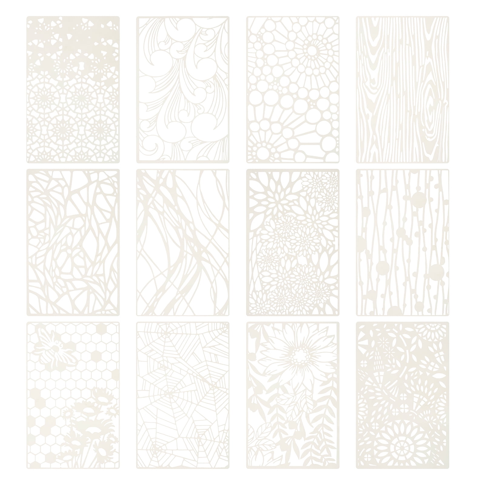 LINFANG 12 Pcs Flower Stencil Reusable Plastic Floral Paint Stencil ...