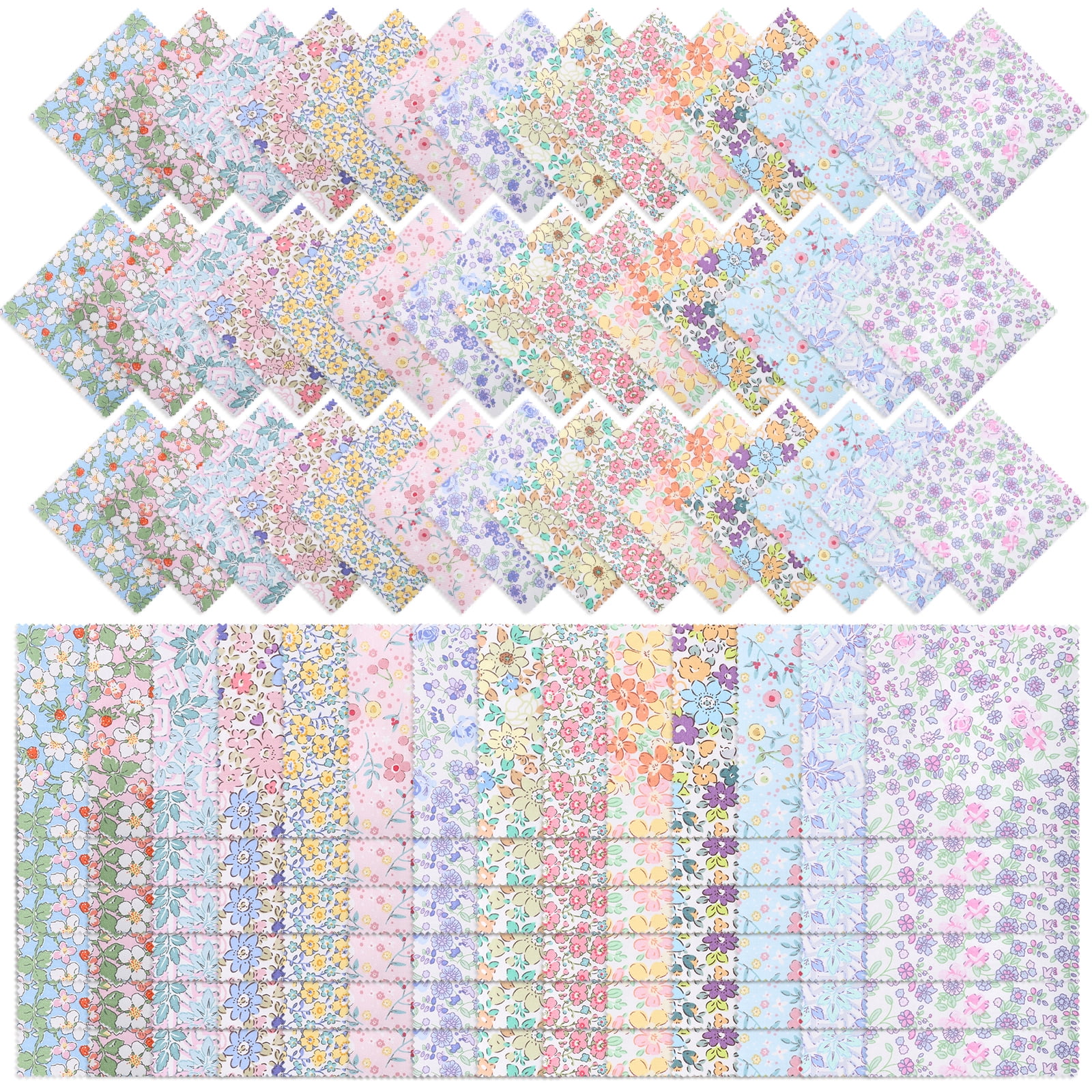 LINFANG 126 Pcs Quilting Cotton Fabric Squares 5x5 Inch Charm Pack with ...