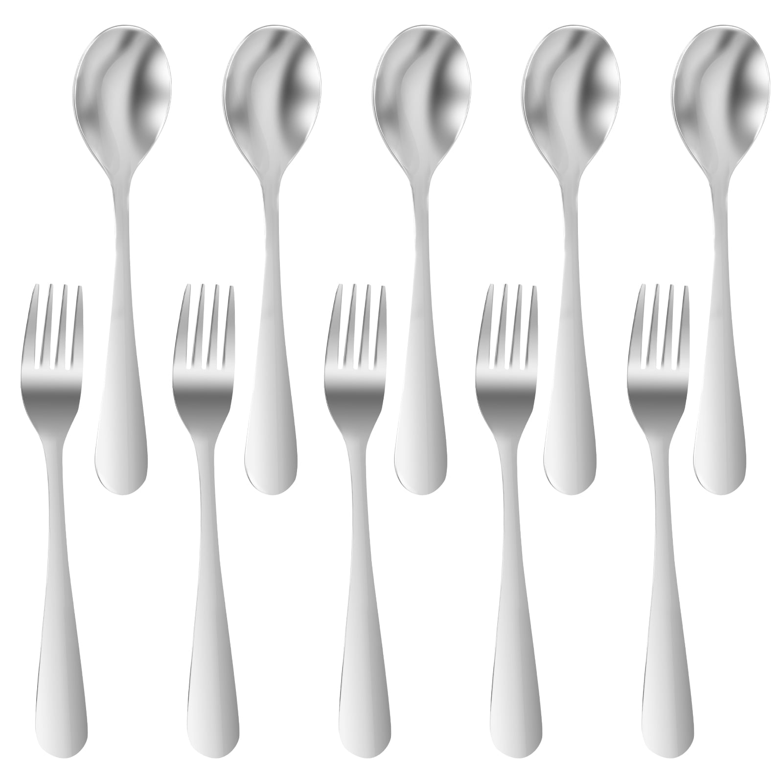 Tcwhniev 10 Pieces Kids Silverware Set, 304 Stainless Steel Toddler ...
