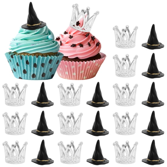 12Pcs Silver Glitter Princess Crown Tiara Cupcake Toppers, Girls ...