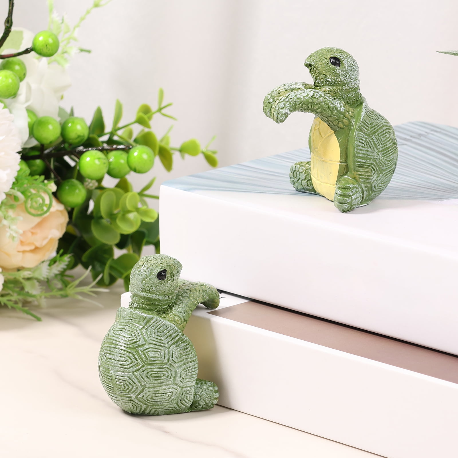 LINFANG 2Pcs Tortoise Figure Pot Hanger Resin Turtle Statue Pot ...