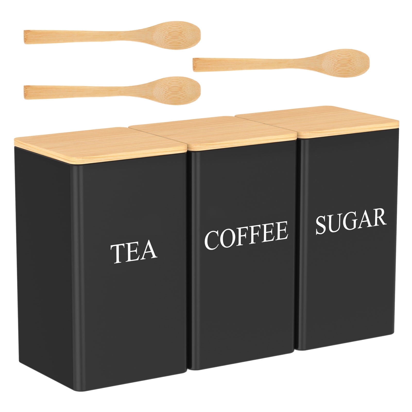 Tcwhniev Coffee Tea Sugar Canisters Set of 3, Iron Kitchen Canister Set ...