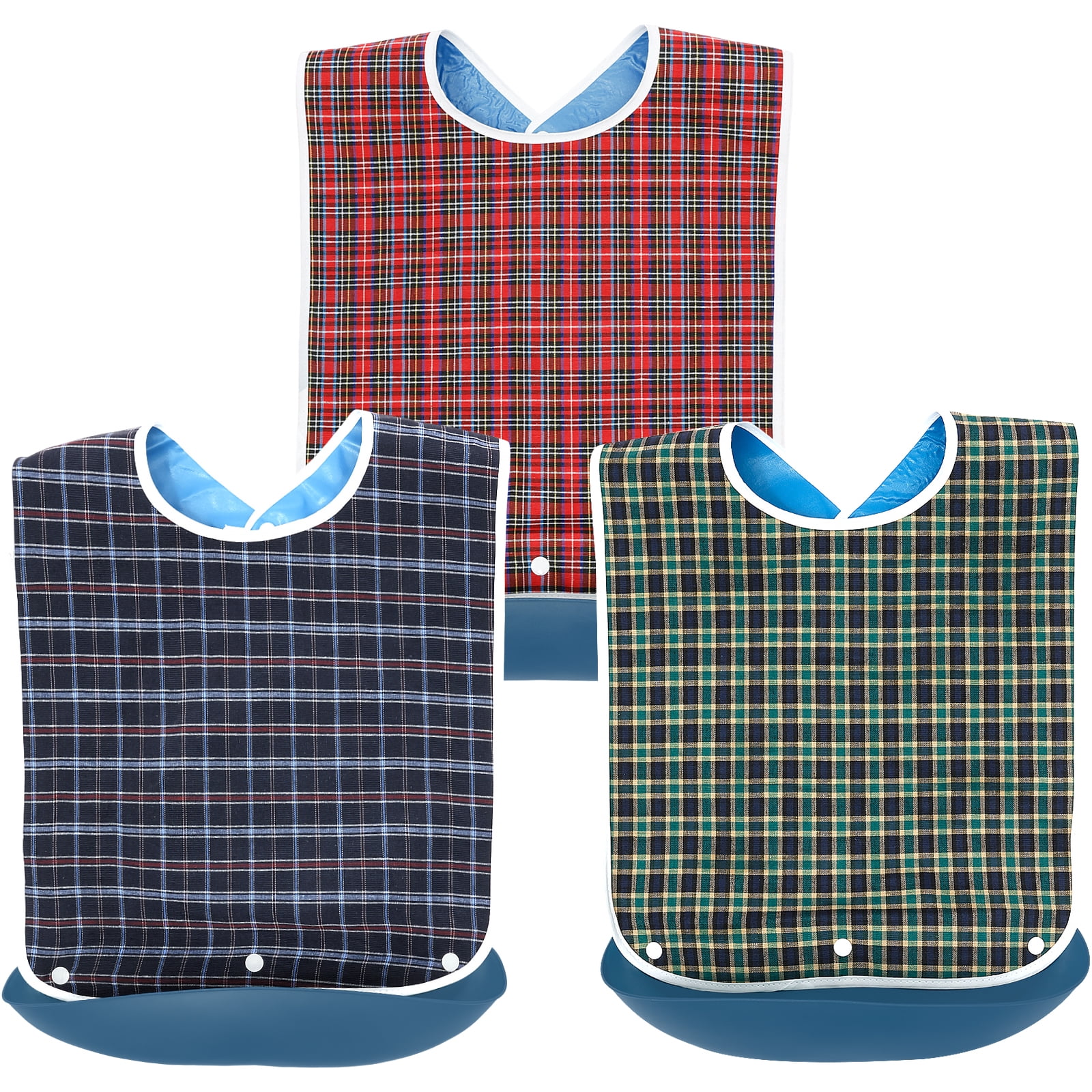 LINFANG 3Pcs Lattice Pattern Unisex Adult Bib Adjustable Waterproof ...