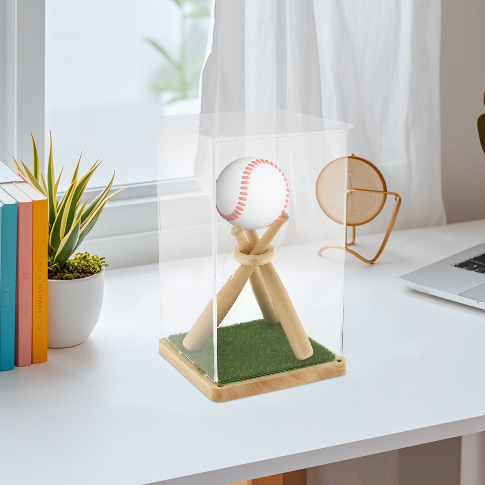 LINFANG Baseball Display Case Clear Acrylic Baseball Display Stand with ...