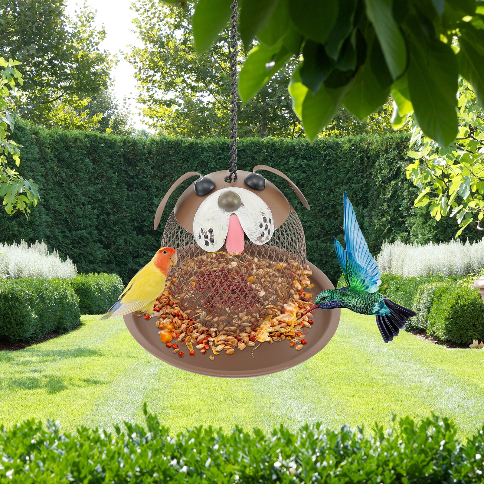 LINFANG Metal Iron Dog Shape Bird Feeder for Outdoor Hanging Sturdy ...