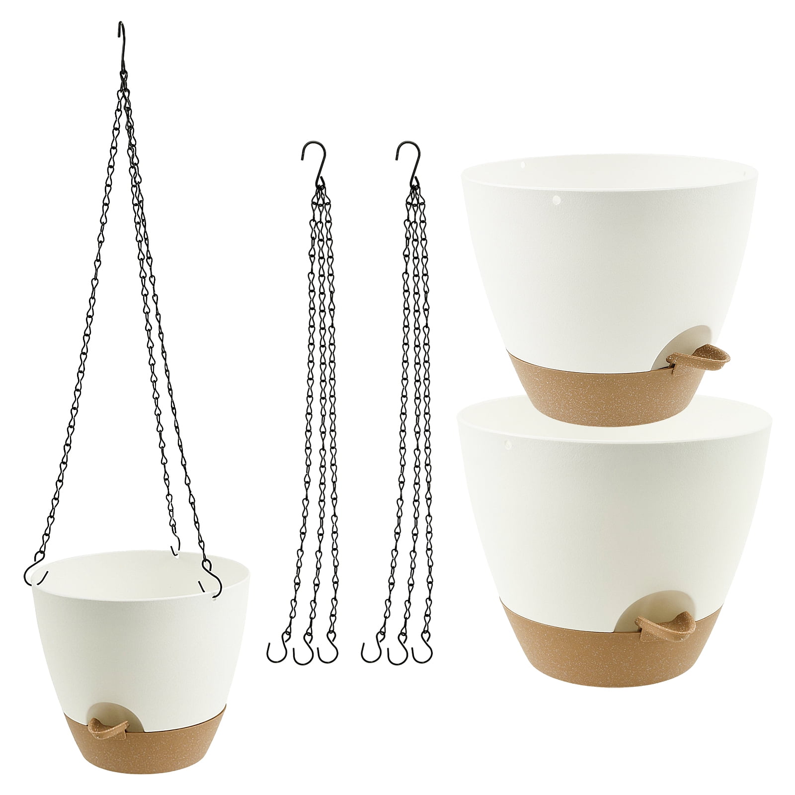 LINFANG Self Watering Plastic Flowerpot with Drainage Holes Multiple ...