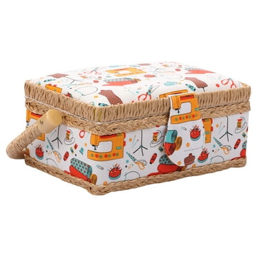 Flrhsjx Medium Sewing Basket in Green Flower, Sewing Kits for Beginner ...